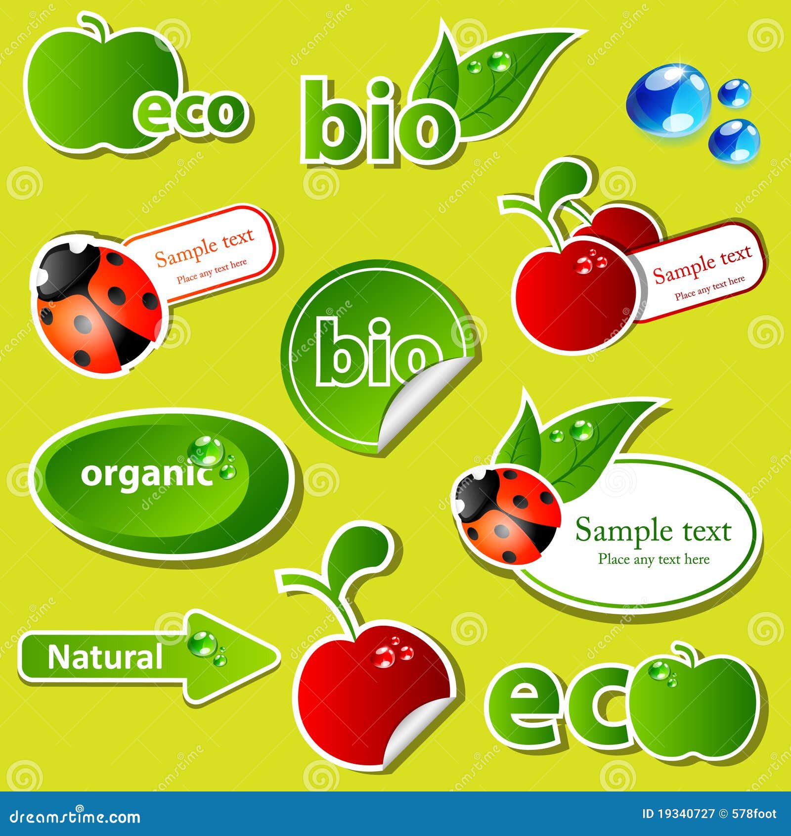 Bio sticker set stock vector. Illustration of arrow, leaf - 19340727