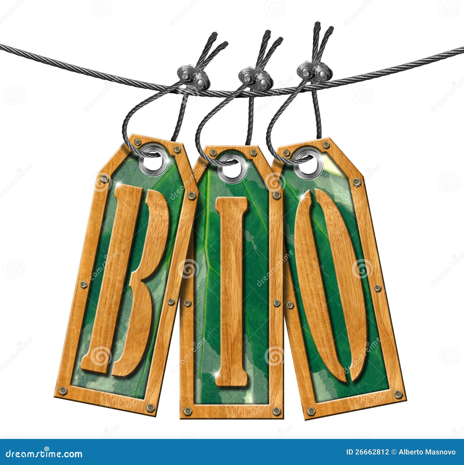 Bio Tags Hanging on White Background Stock Illustration - Illustration ...