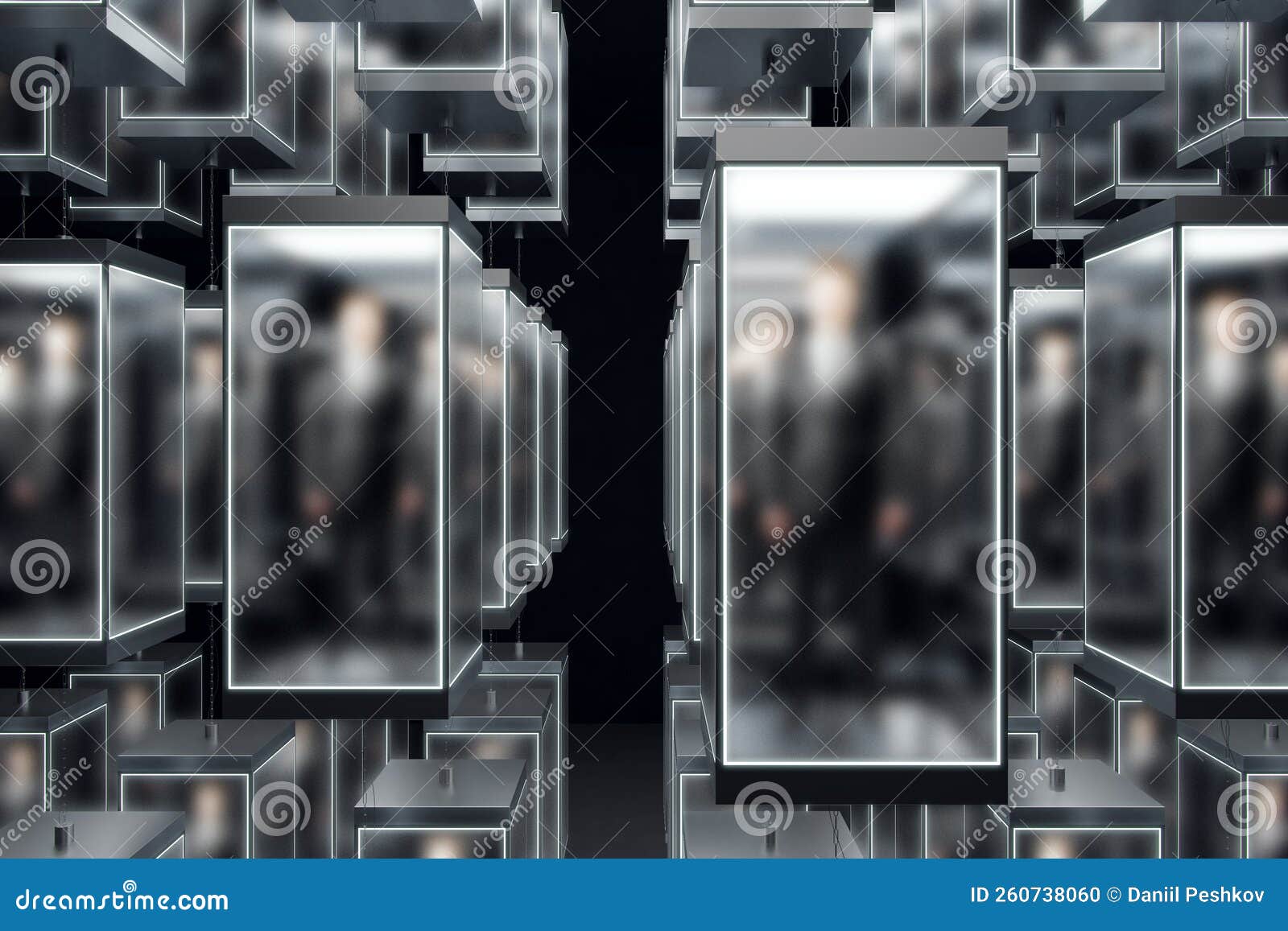 Bio Tech and Artificial Intelligence Concept with Biorobots in Black ...