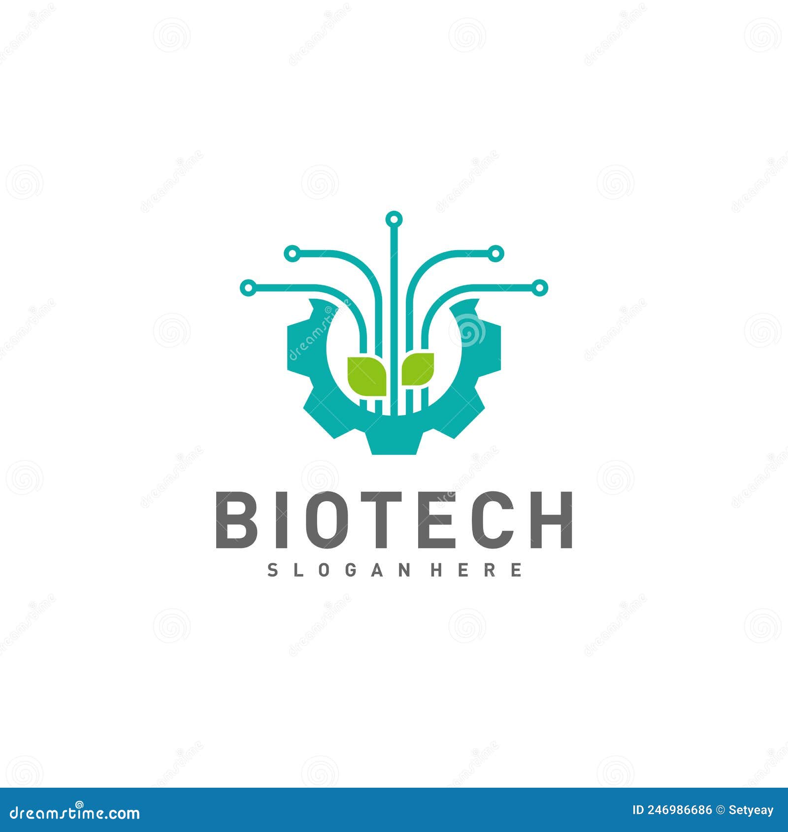 Bio Tech with Gear Logo Template, Molecule, DNA, Atom, Medical or ...