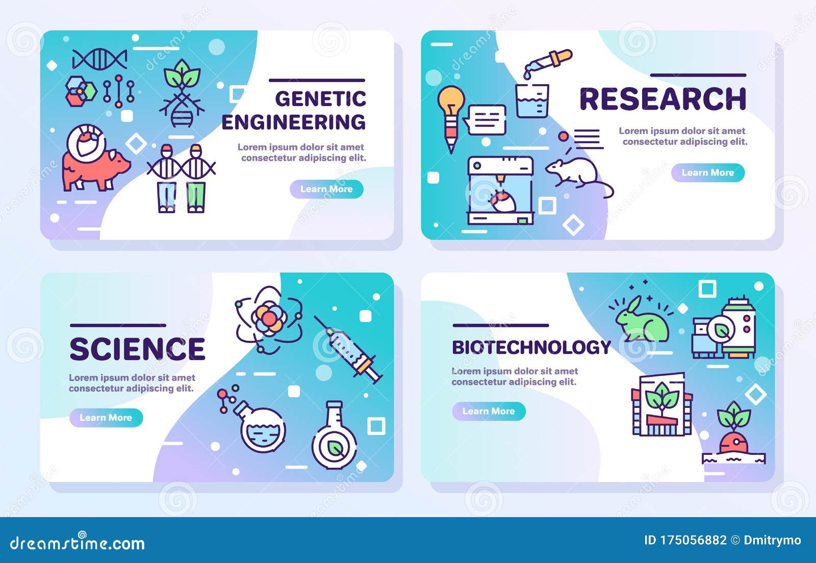 Bio Technologies Color Linear Vector Icons Set. Biotech Concept Stock ...