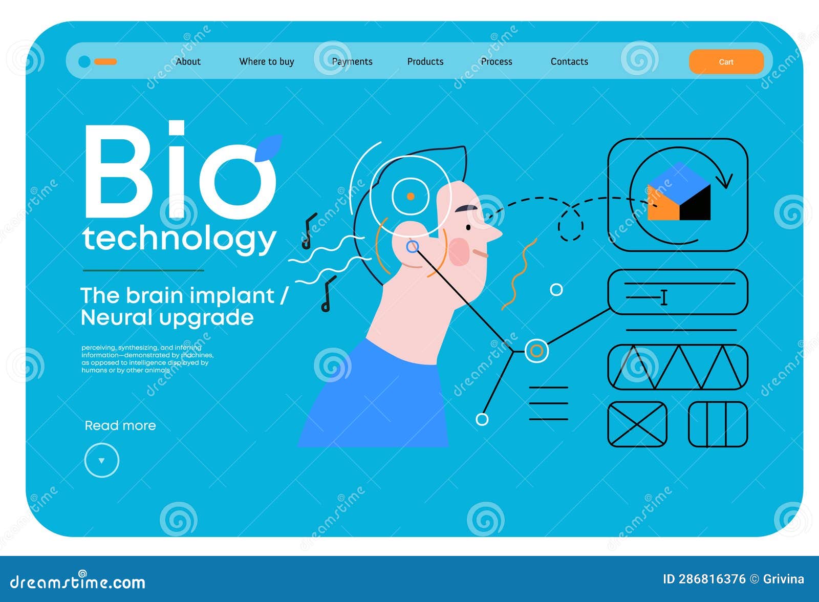 Bio Technology Flat Vector Illustration Stock Vector - Illustration of neuroengineering ...