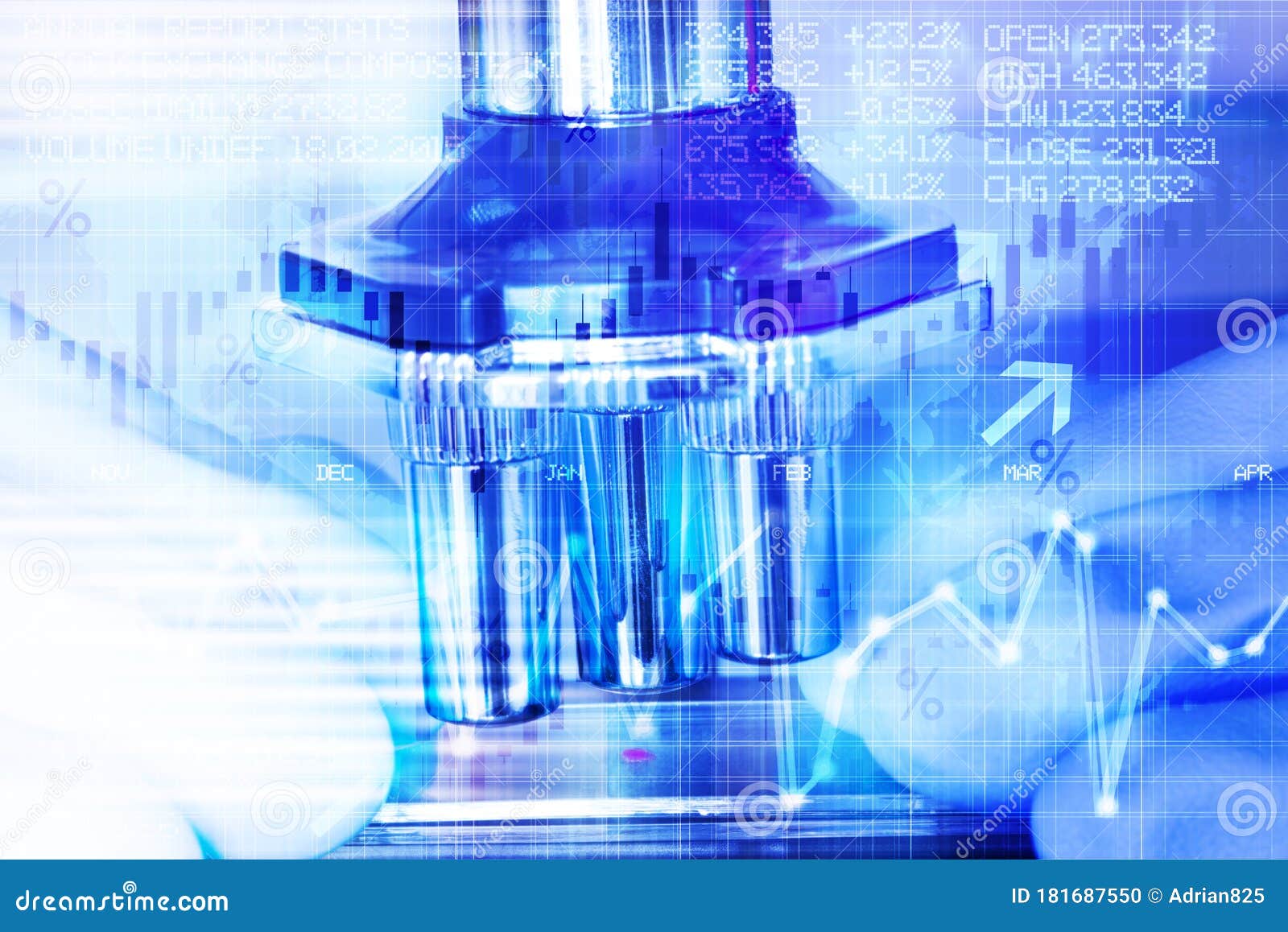 Bio Technology Stock Exchange Market with Increased Prices of Share ...