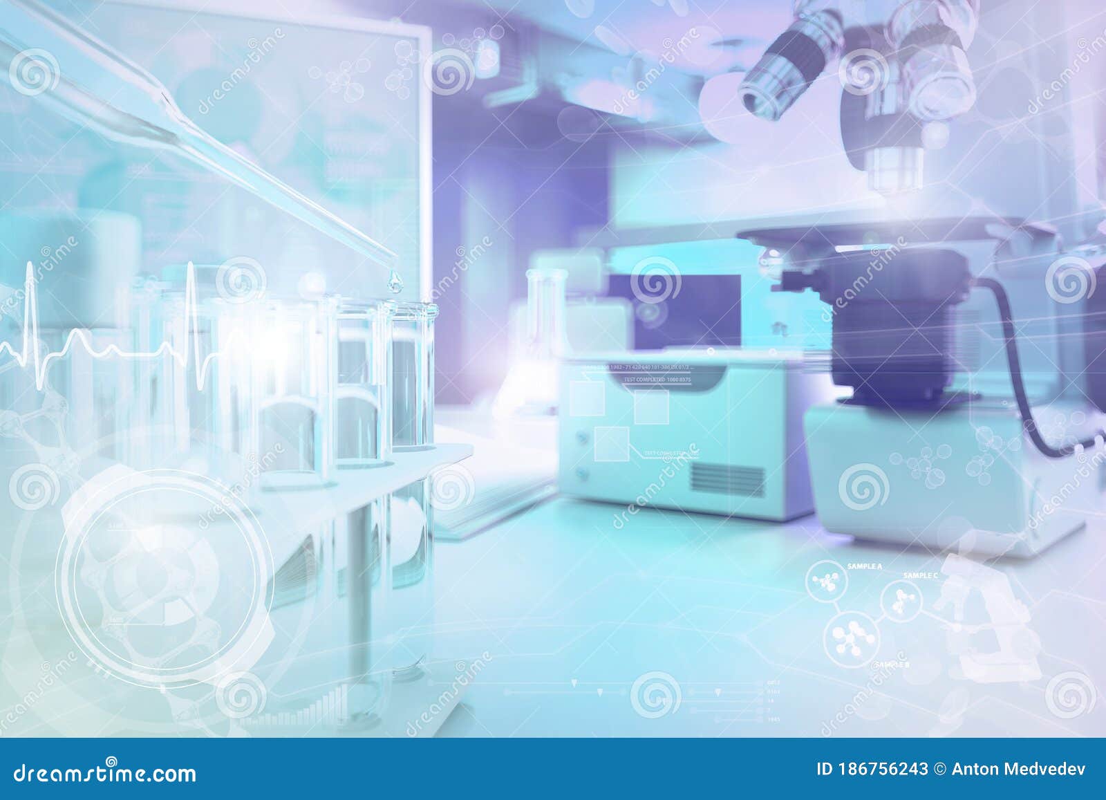 Bio University Background or Texture - Test Tubes and Microscope in ...