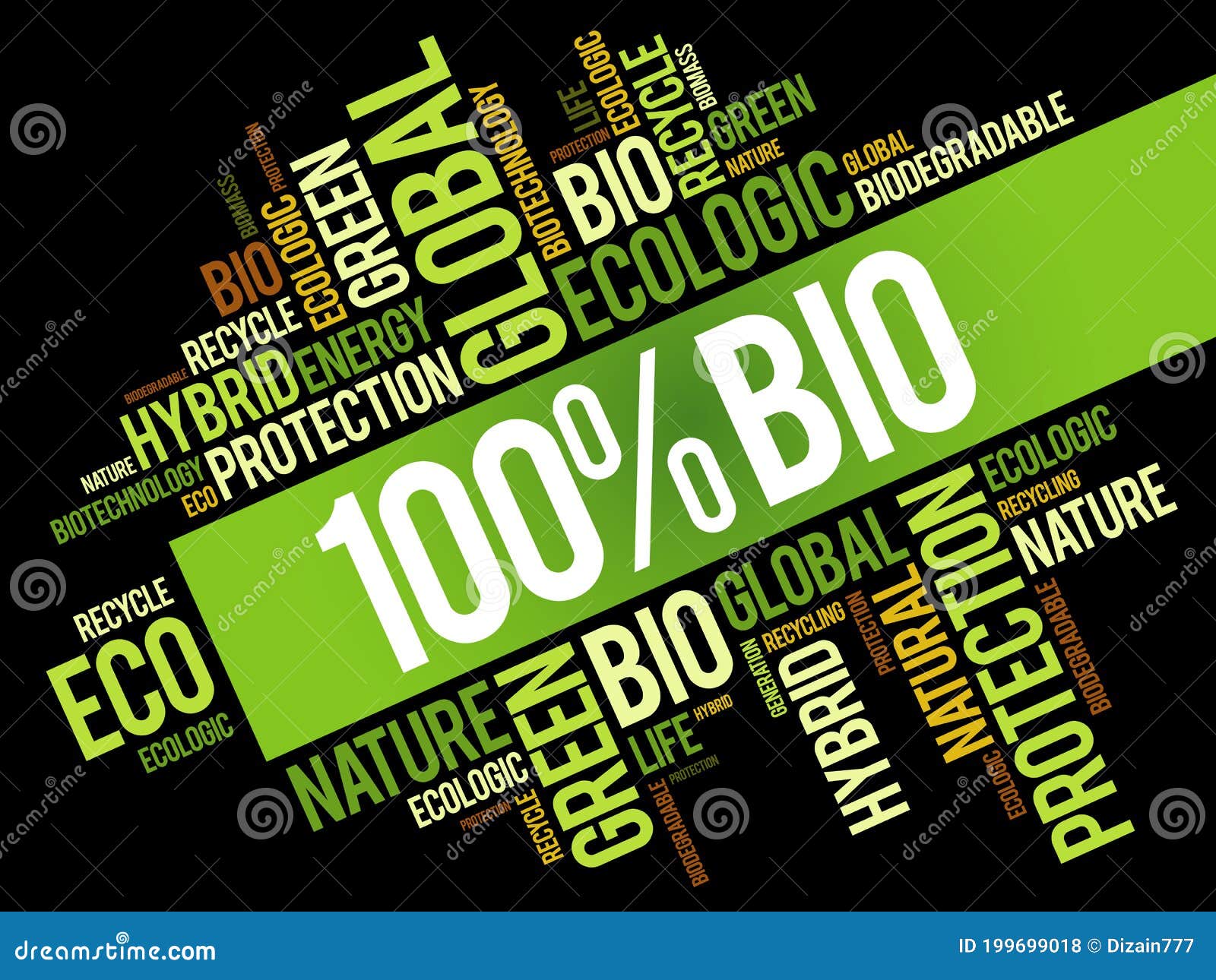 100 BIO word cloud stock illustration. Illustration of lifestyle ...