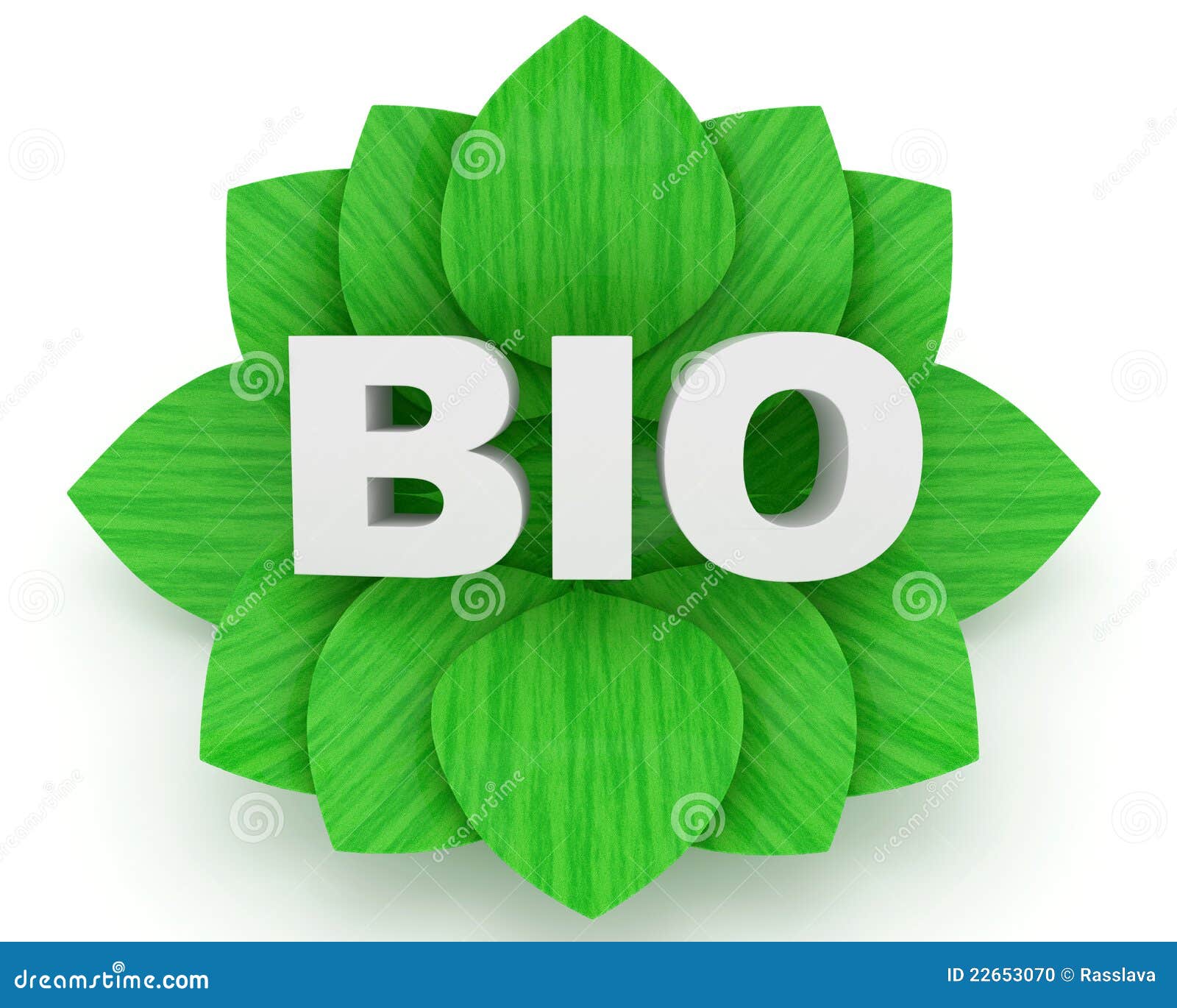 BIO Word and Green Leafs Over a White Background Stock Illustration ...