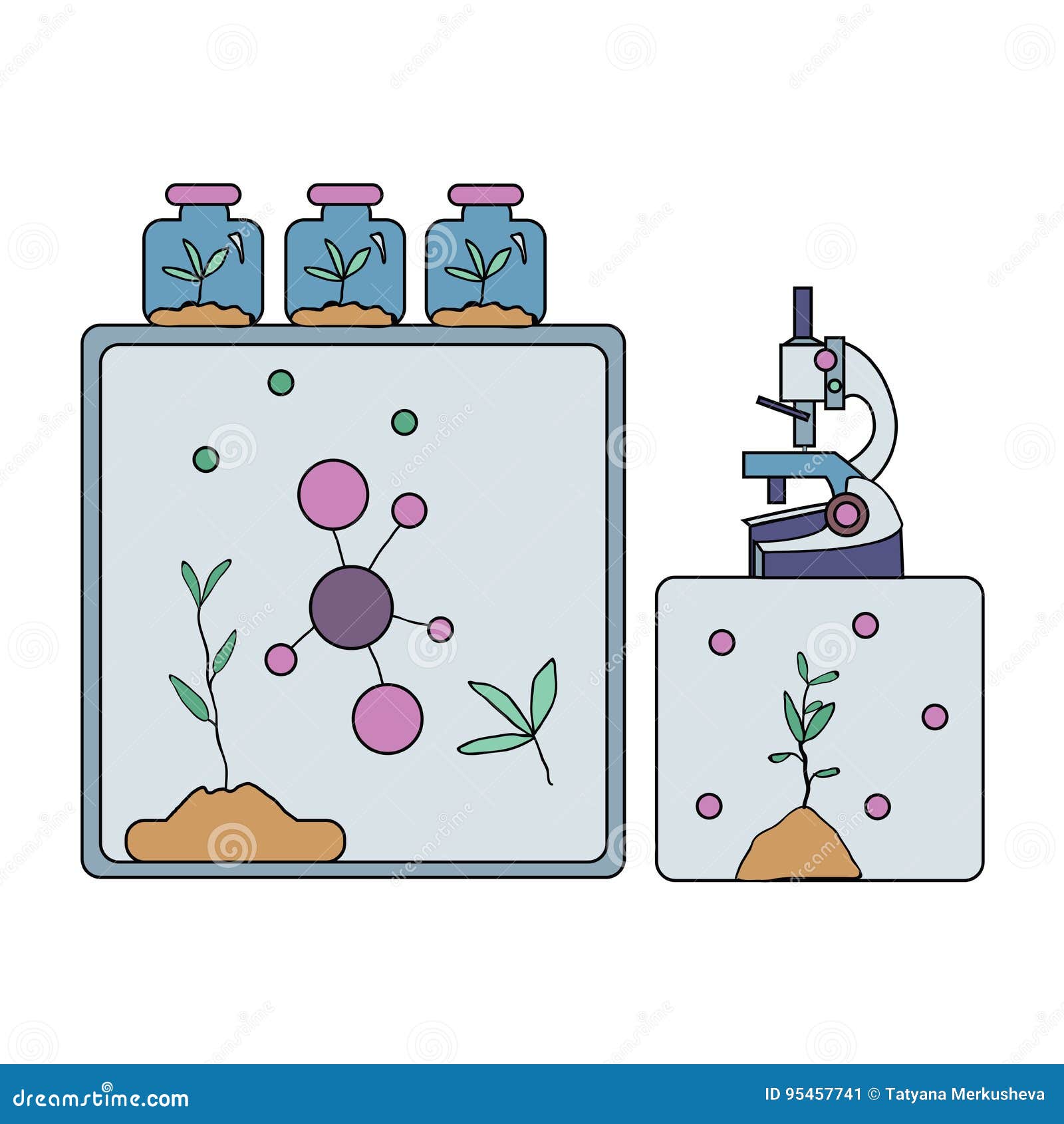 Biochemical Laboratory Equipment. Microscope, Molecules, And Laboratory ...