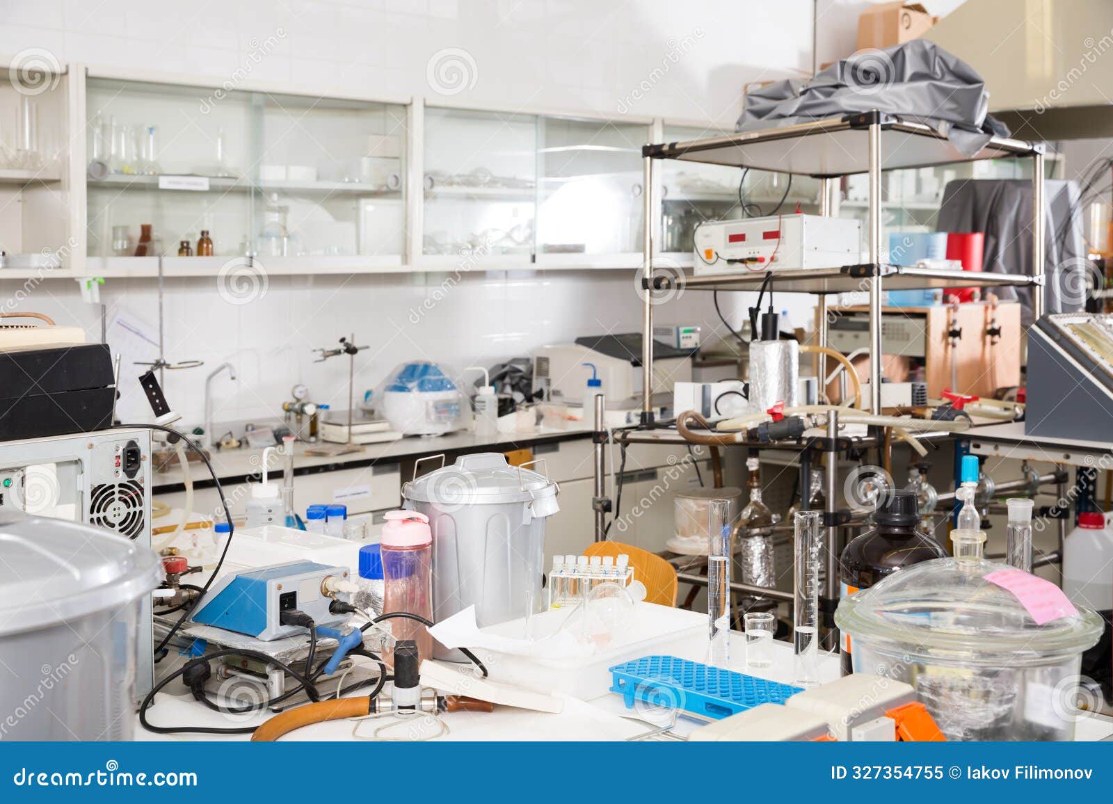 Biochemical Laboratory Interior with Lab Equipment Stock Image - Image ...