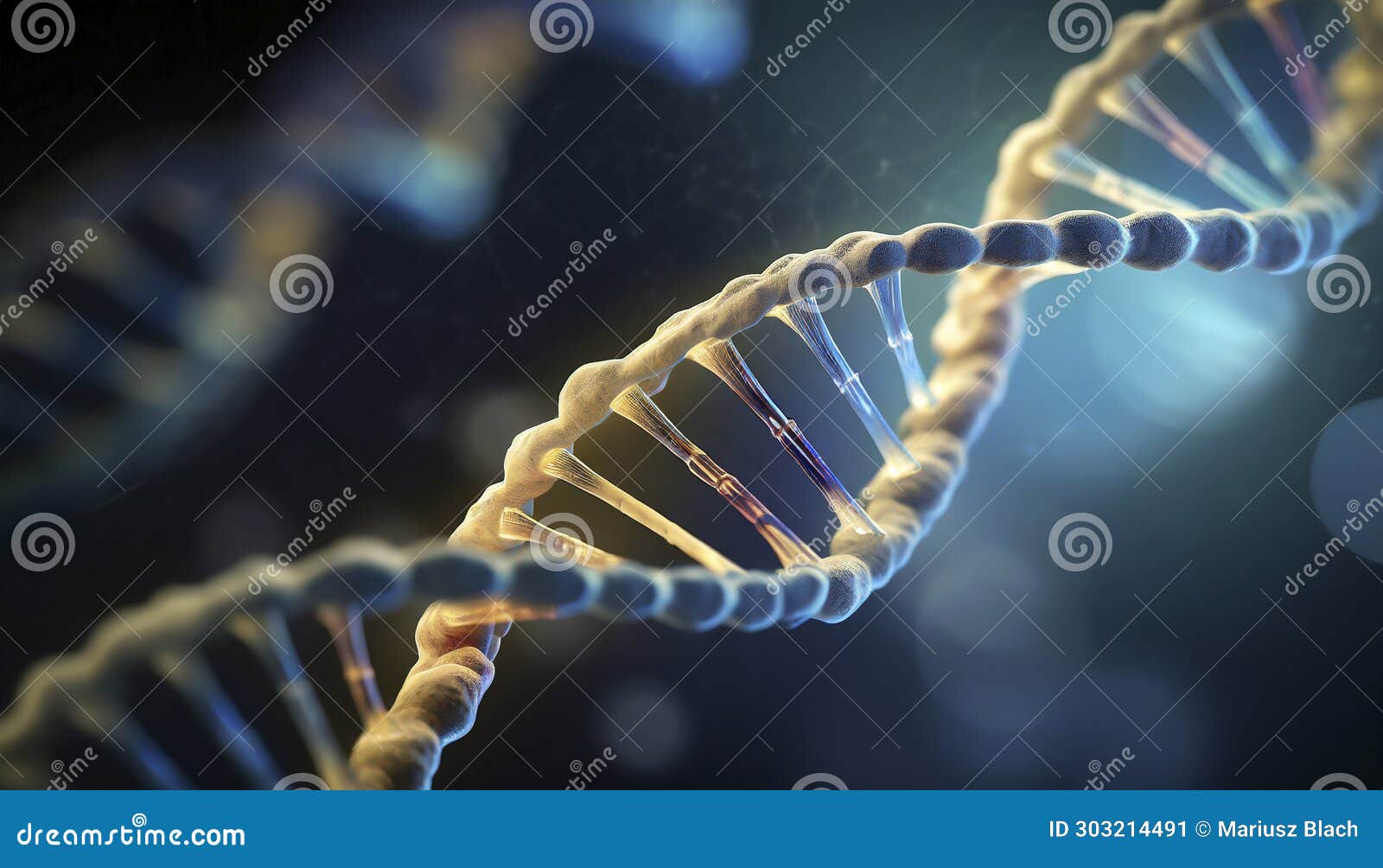 Biochemistry Background Concept With High Tech Dna Molecule Royalty ...