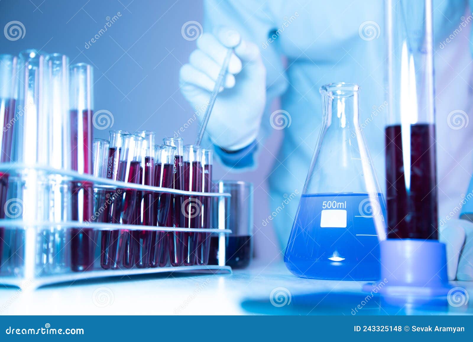 Biochemistry Laboratory Research,Chemist is Analyzing Sample. Stock ...