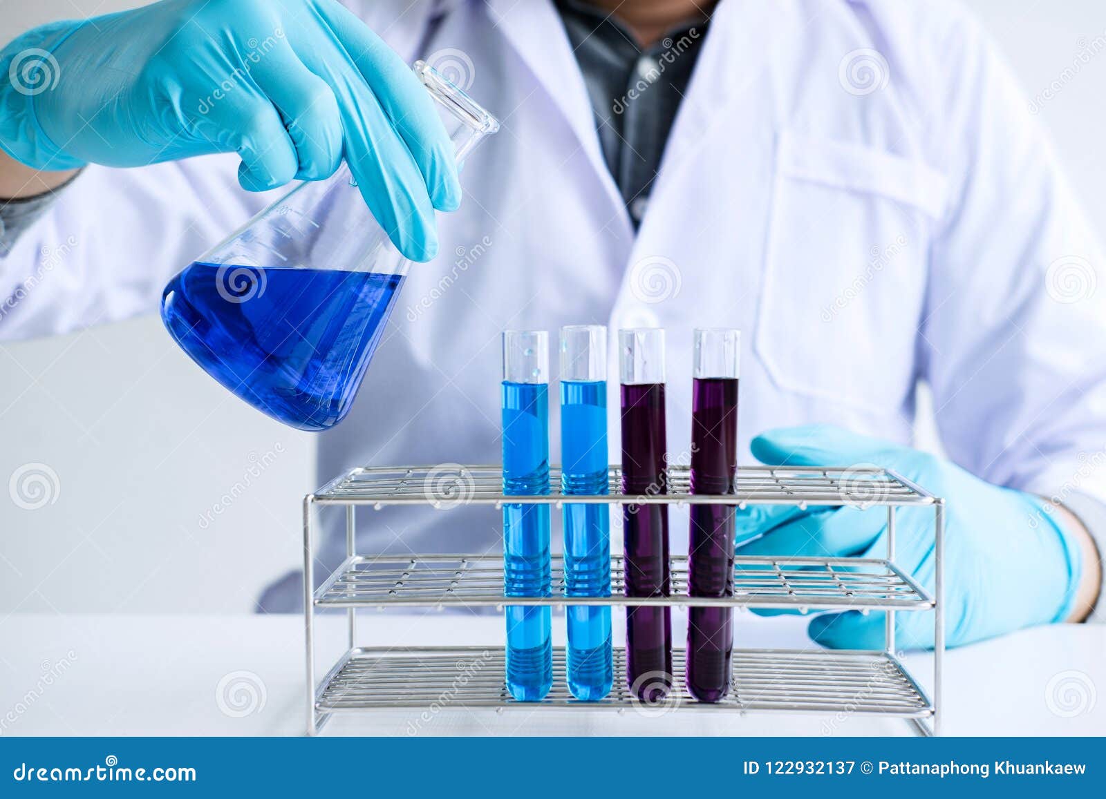 Biochemistry Laboratory Research, Chemist is Analyzing Sample in Stock ...