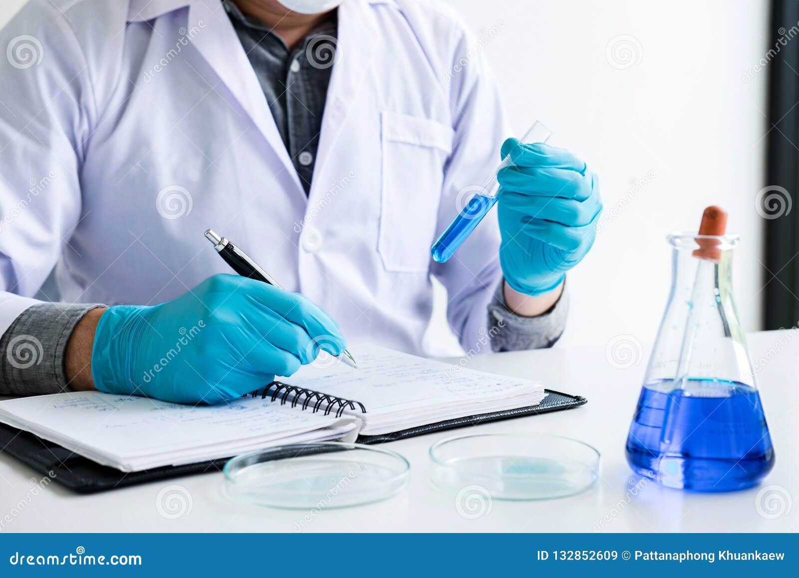 Biochemistry Laboratory Research, Chemist is Analyzing Sample in Stock ...