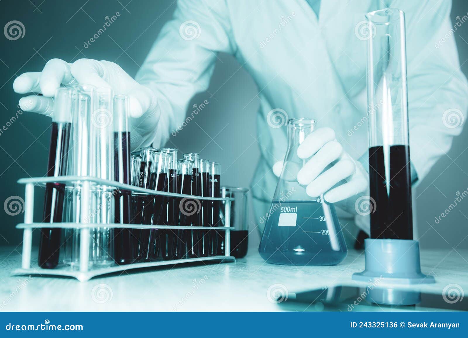 Biochemistry Laboratory Research,Chemist is Analyzing Sample. Stock ...