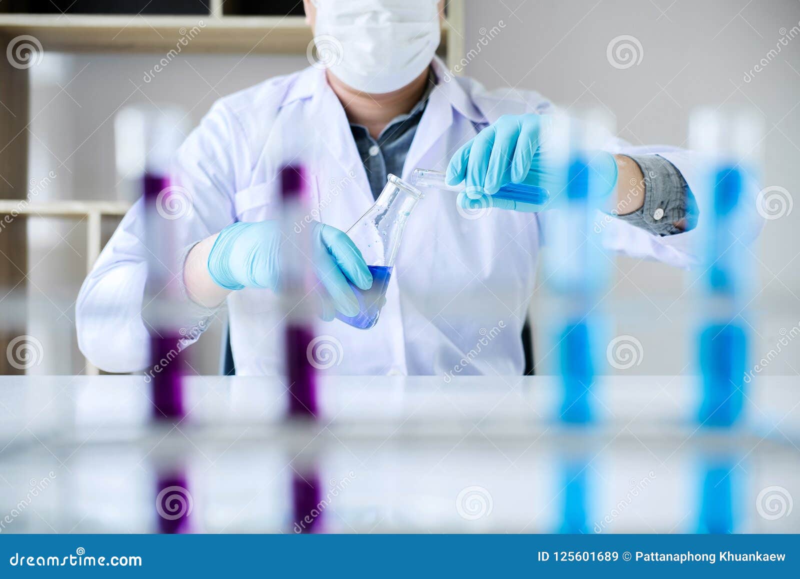Biochemistry Laboratory Research, Chemist is Analyzing Sample in Stock ...