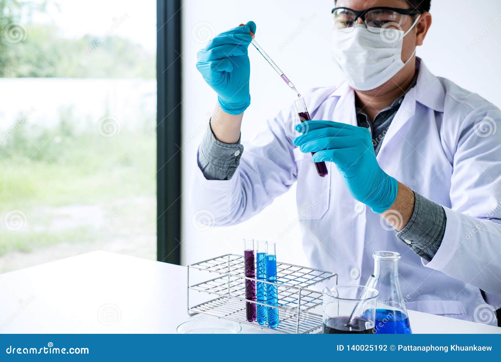 Biochemistry Laboratory Research, Chemist is Analyzing Sample in ...