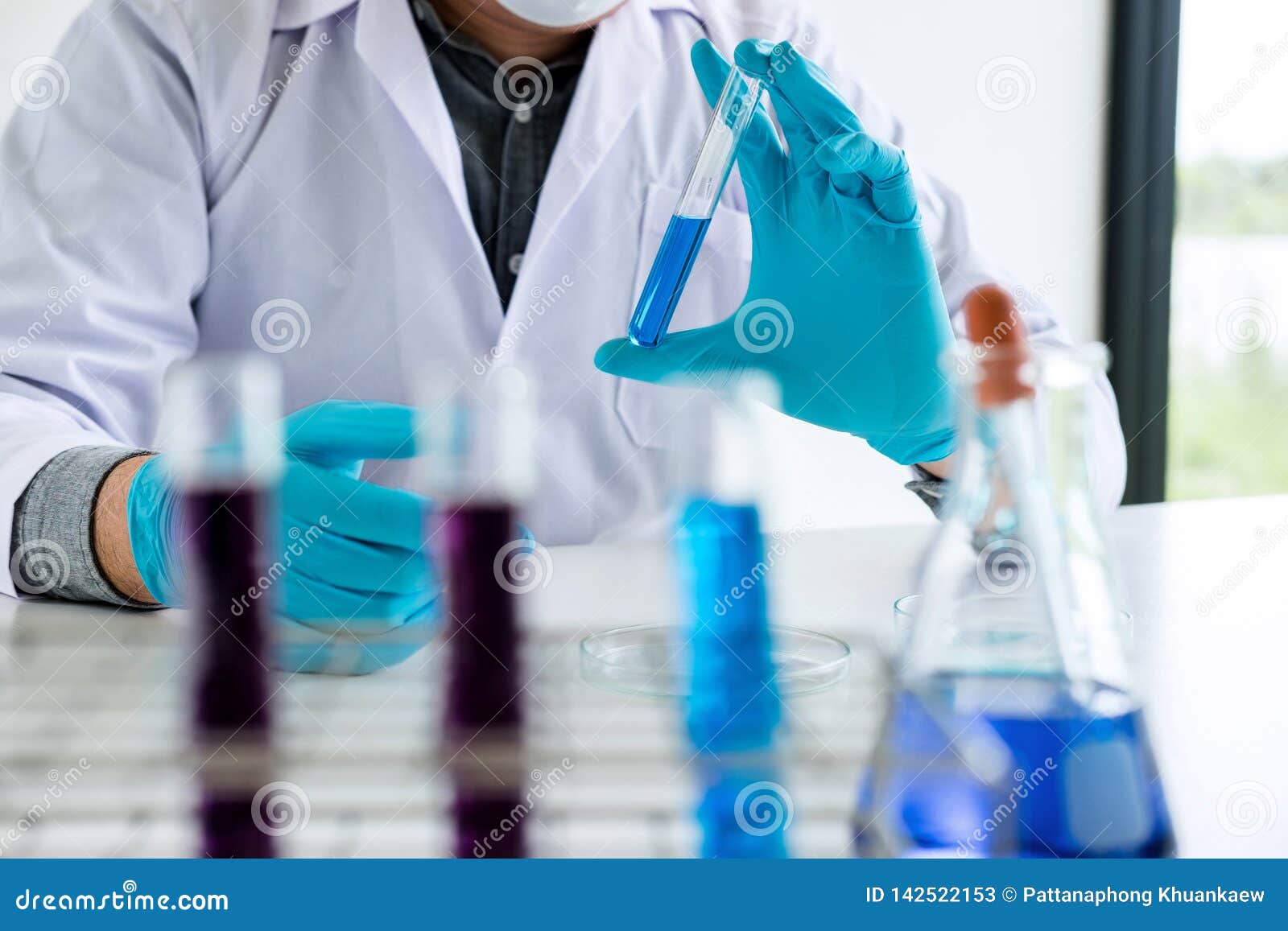 Biochemistry Laboratory Research, Chemist is Analyzing Sample in ...