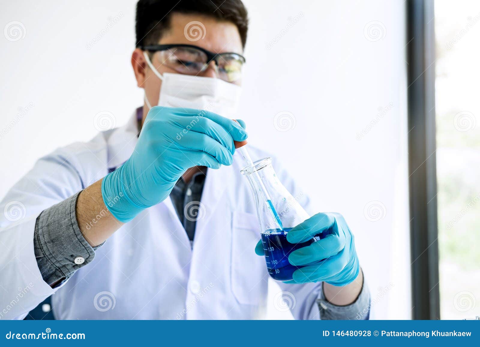 Biochemistry Laboratory Research, Chemist is Analyzing Sample in ...