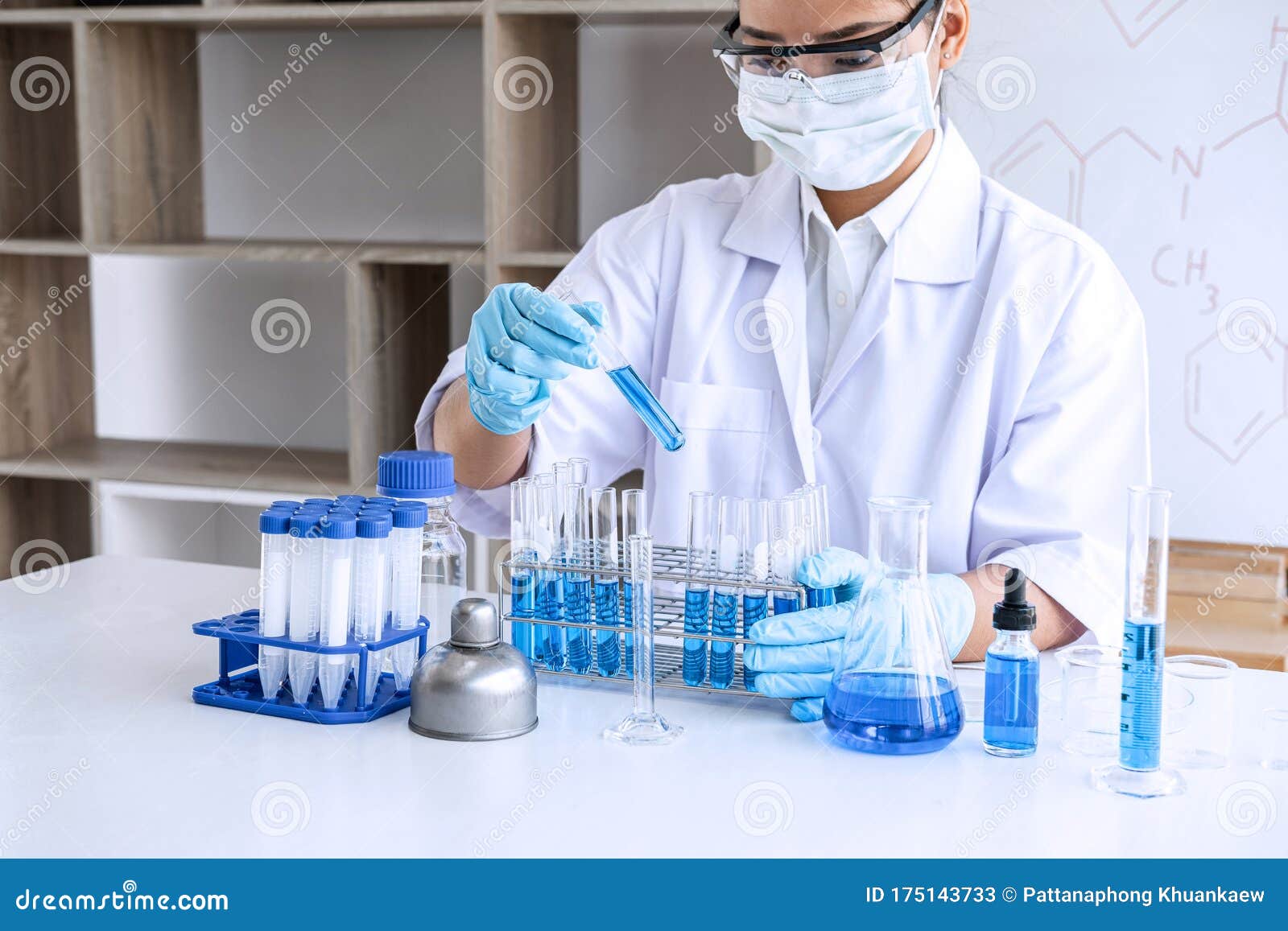 Biochemistry Laboratory Research, Chemist is Analyzing Sample in ...