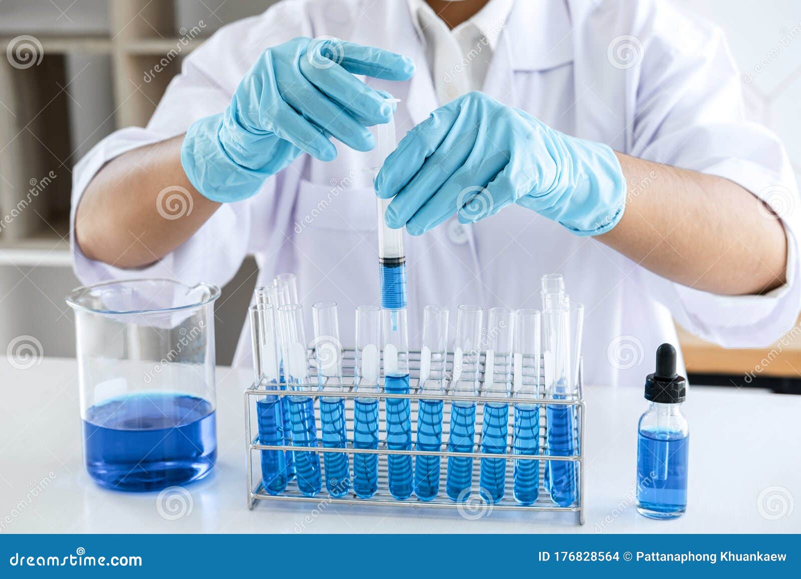 Biochemistry Laboratory Research, Chemist is Analyzing Sample in ...