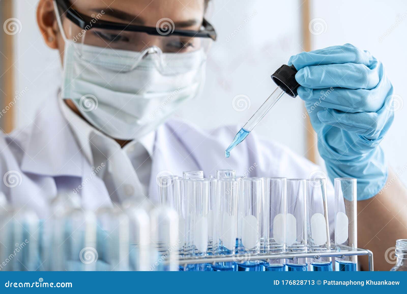Biochemistry Laboratory Research, Chemist is Analyzing Sample in ...