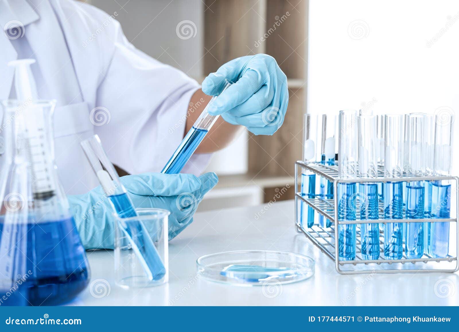 Biochemistry Laboratory Research, Chemist is Analyzing Sample in ...