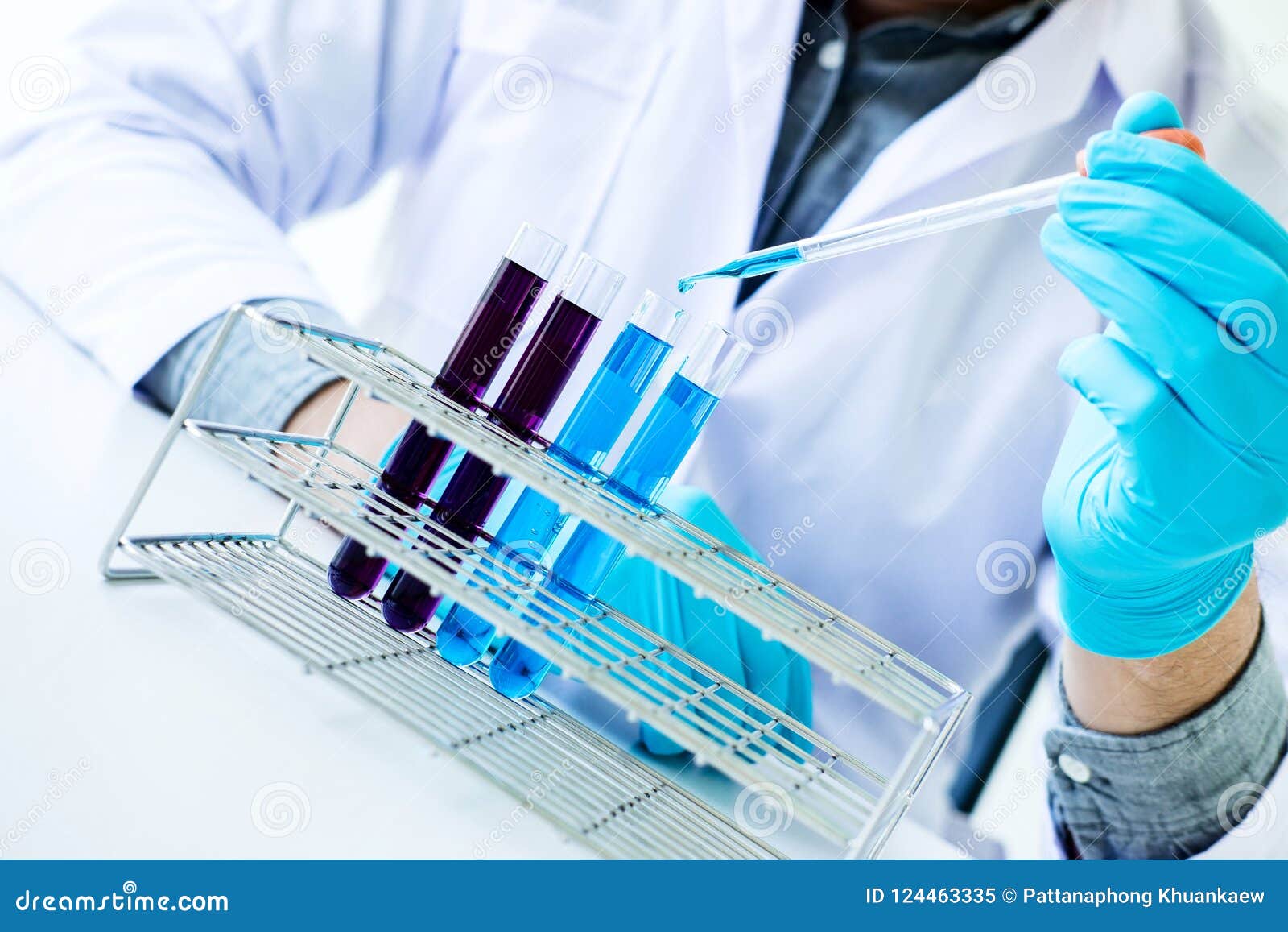 Biochemistry Laboratory Research, Chemist is Analyzing Sample in Stock ...