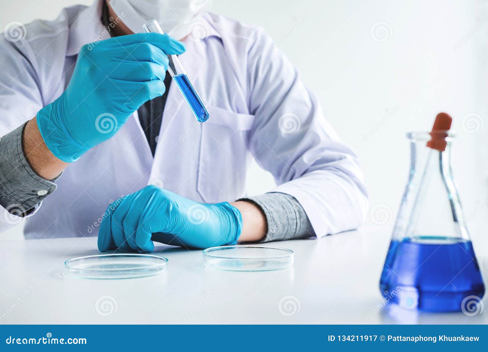Biochemistry Laboratory Research, Chemist is Analyzing Sample in ...
