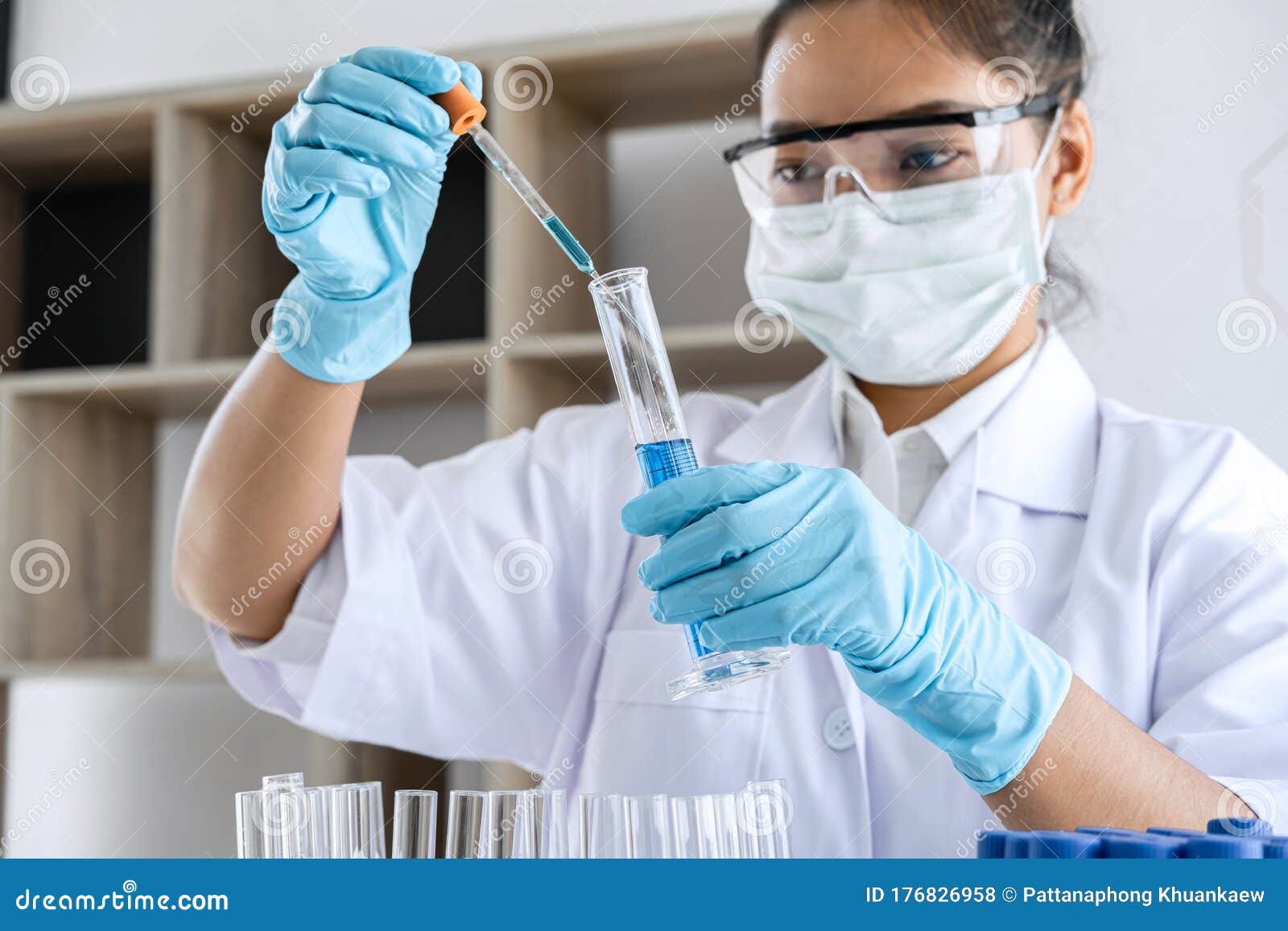 Biochemistry Laboratory Research, Chemist is Analyzing Sample in ...
