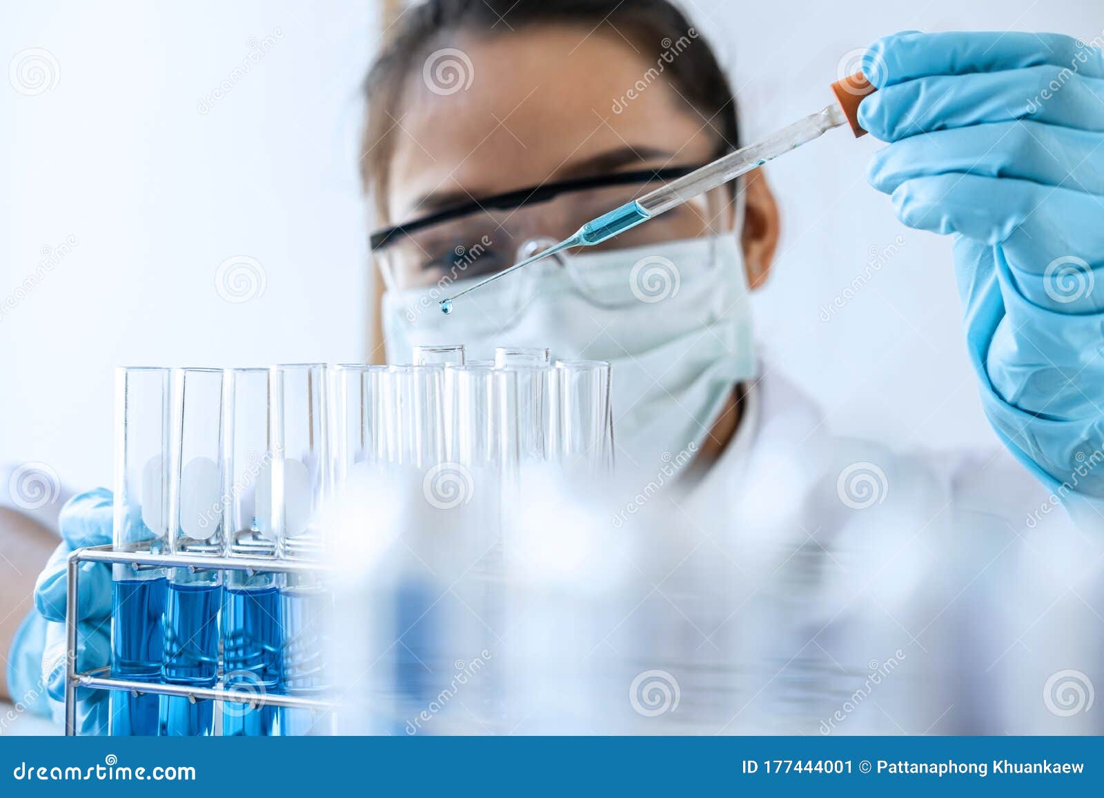 Biochemistry Laboratory Research, Chemist is Analyzing Sample in ...