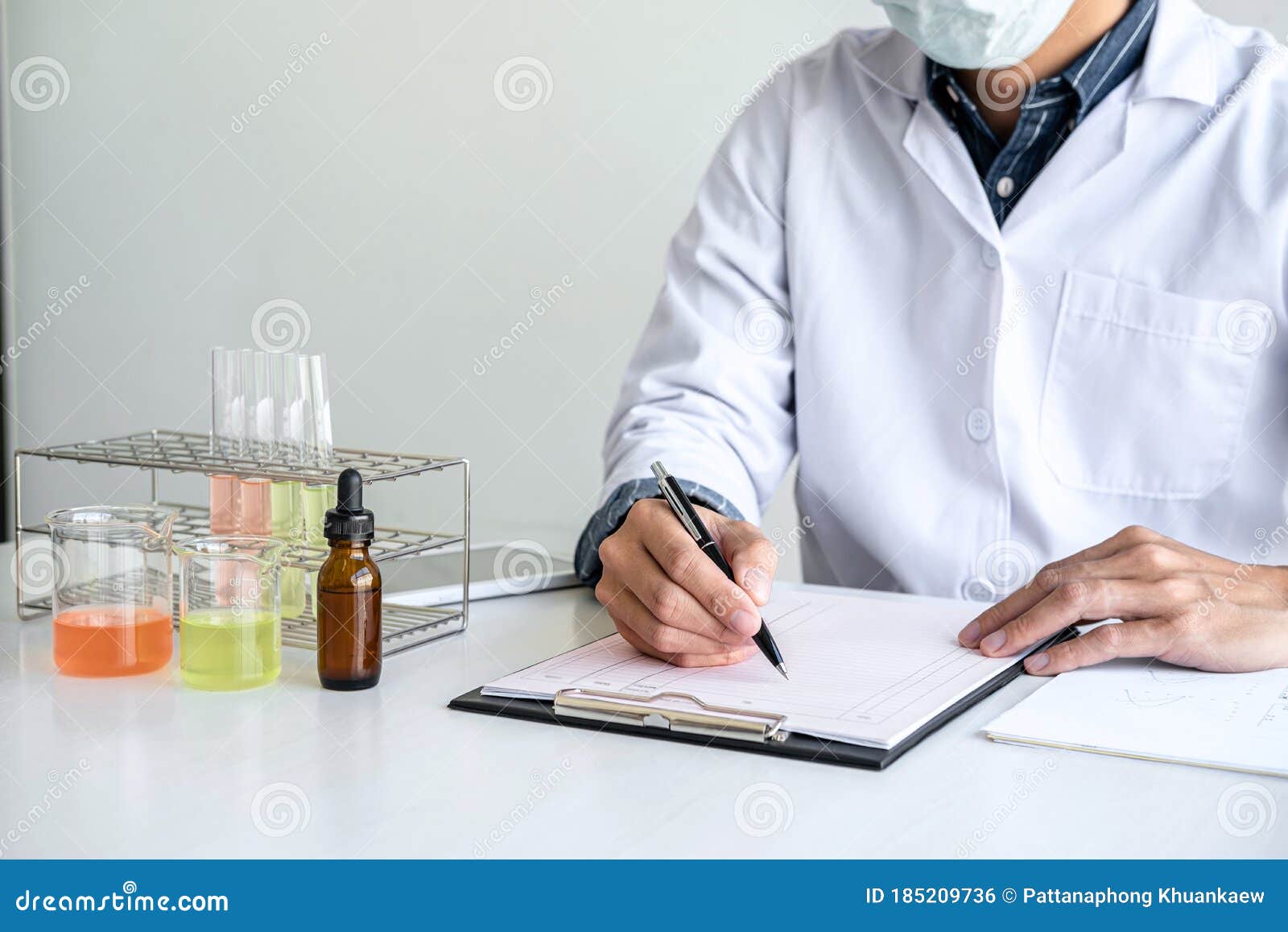 Biochemistry Laboratory Research, Chemist is Analyzing Sample in ...