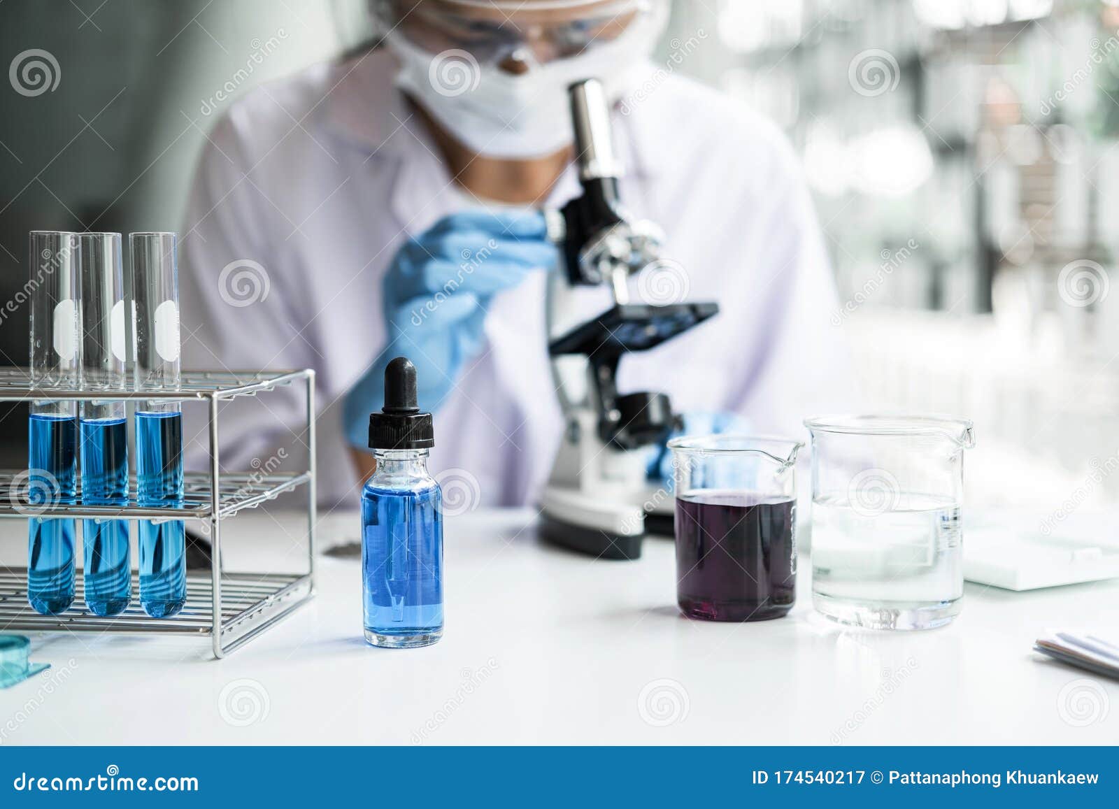 Biochemistry Laboratory Research, Chemist is Analyzing Sample in ...