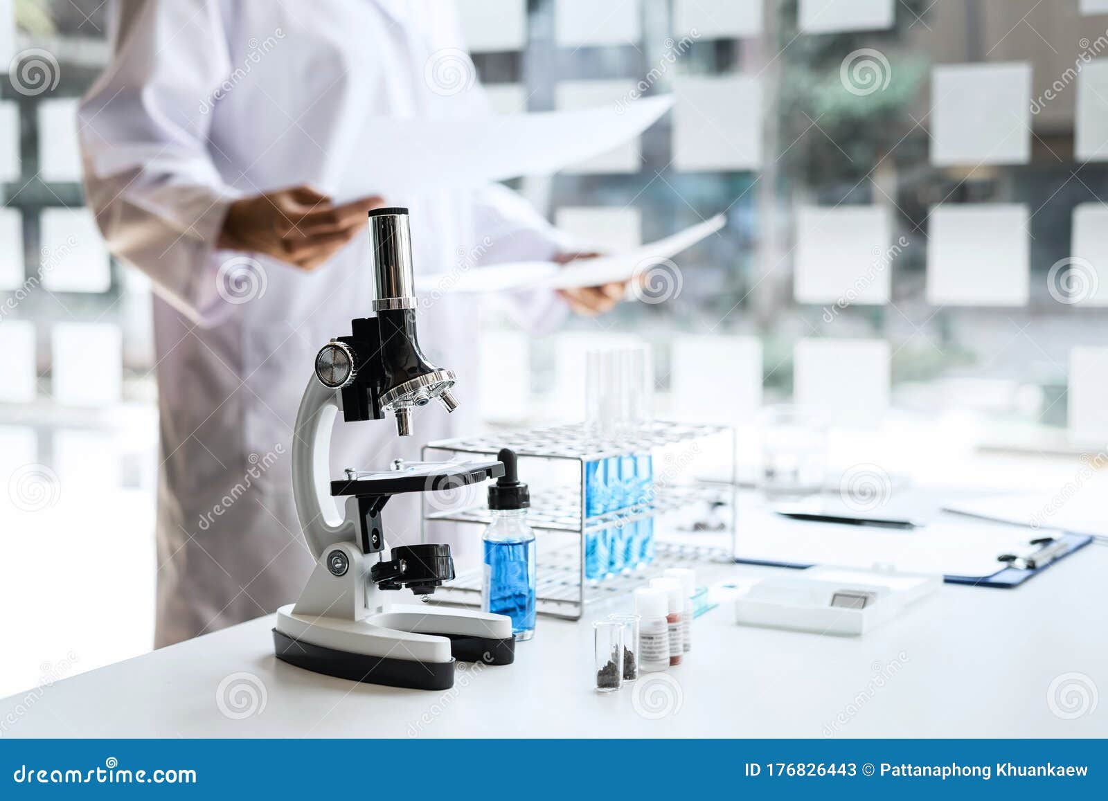 Biochemistry Laboratory Research, Chemist is Analyzing Sample in ...