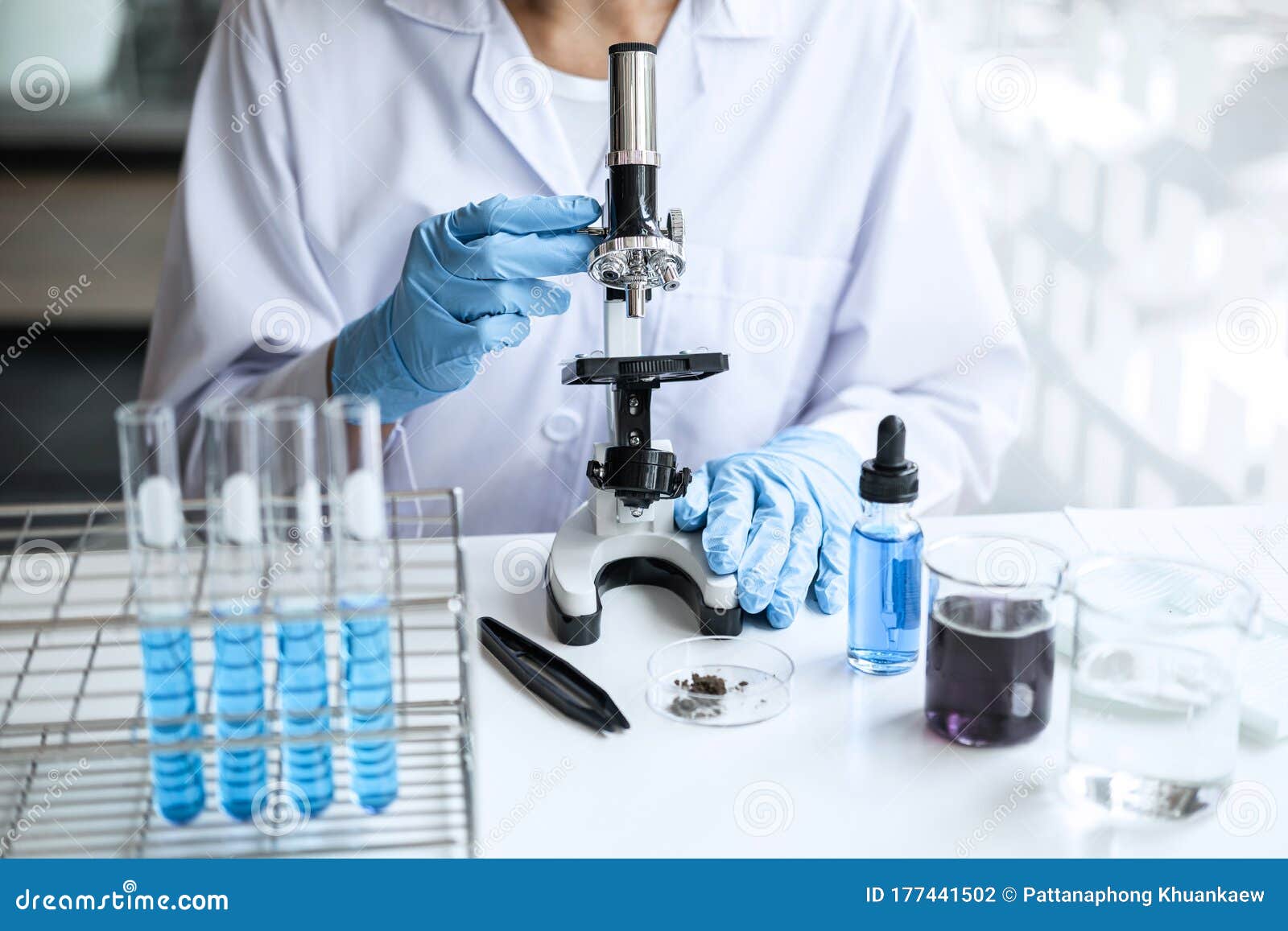 Biochemistry Laboratory Research, Chemist is Analyzing Sample in ...