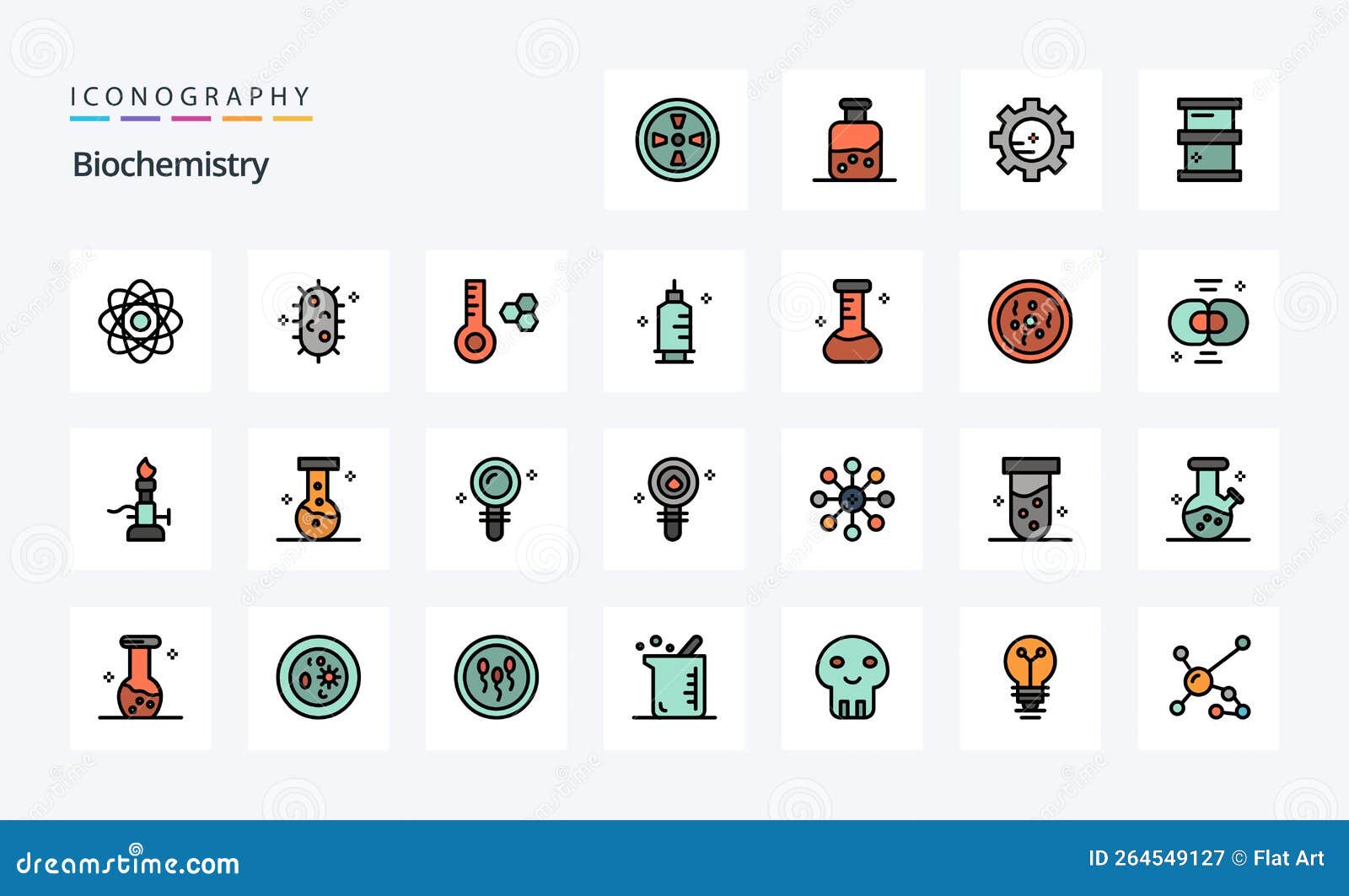 25 Biochemistry Line Filled Style Icon Pack Stock Vector - Illustration ...