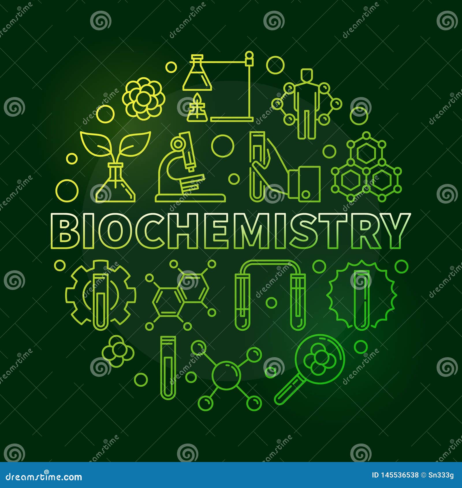 Biochemistry Vector Green Round Outline Illustration Stock Vector - Illustration of circular ...