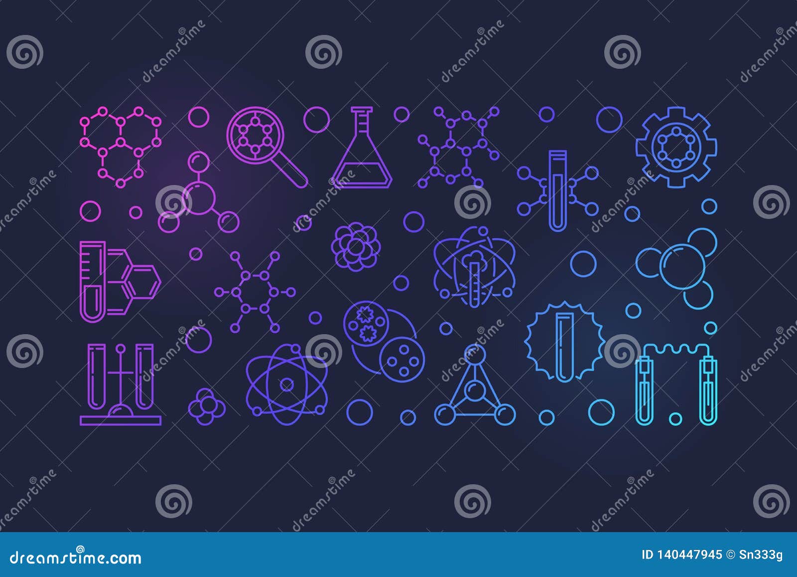 Biochemistry Vector Outline Colored Banner or Illustration Stock Vector ...