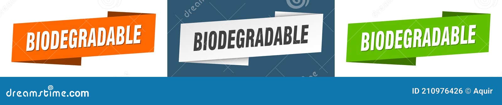 Biodegradable Banner. Biodegradable Ribbon Label Sign Set Stock Vector ...