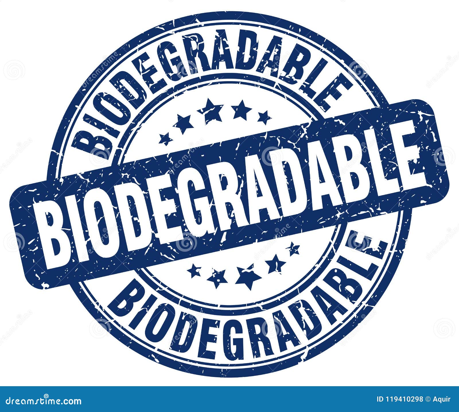 Biodegradable blue stamp stock vector. Illustration of label - 119410298