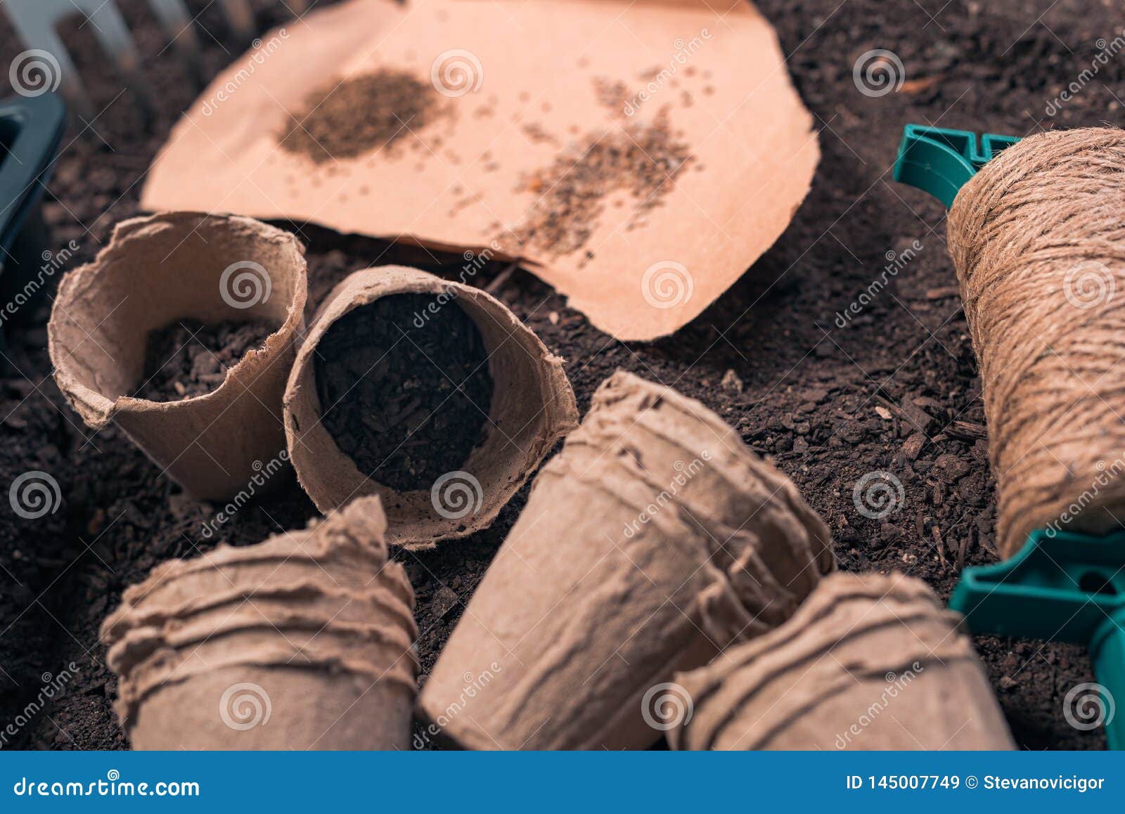 Biodegradable Cardboard Pot Containers for Plant Soil Stock Image ...