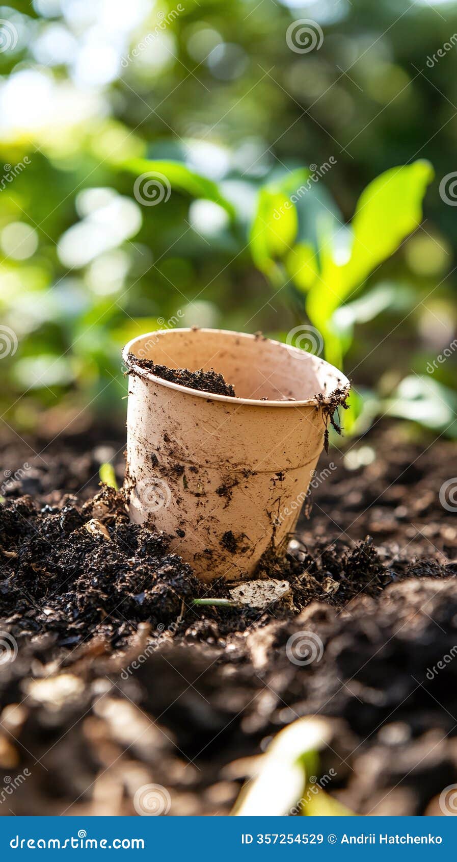 A Biodegradable Container Breaking Down in a Compost Pile. Stock ...