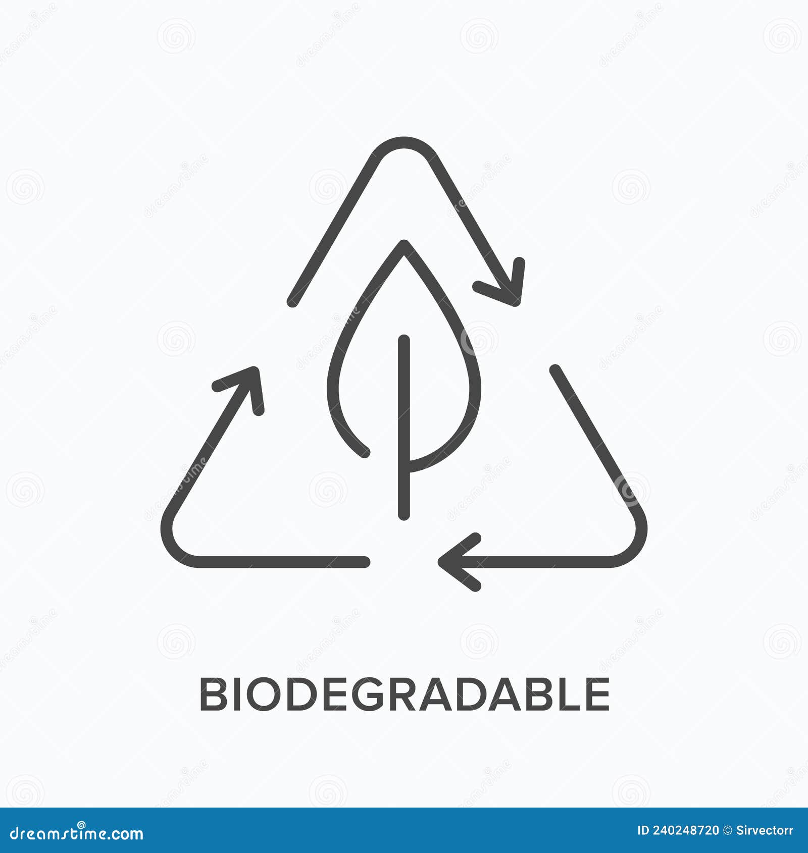 Biodegradable Flat Line Icon. Vector Outline Illustration of Leaf and ...