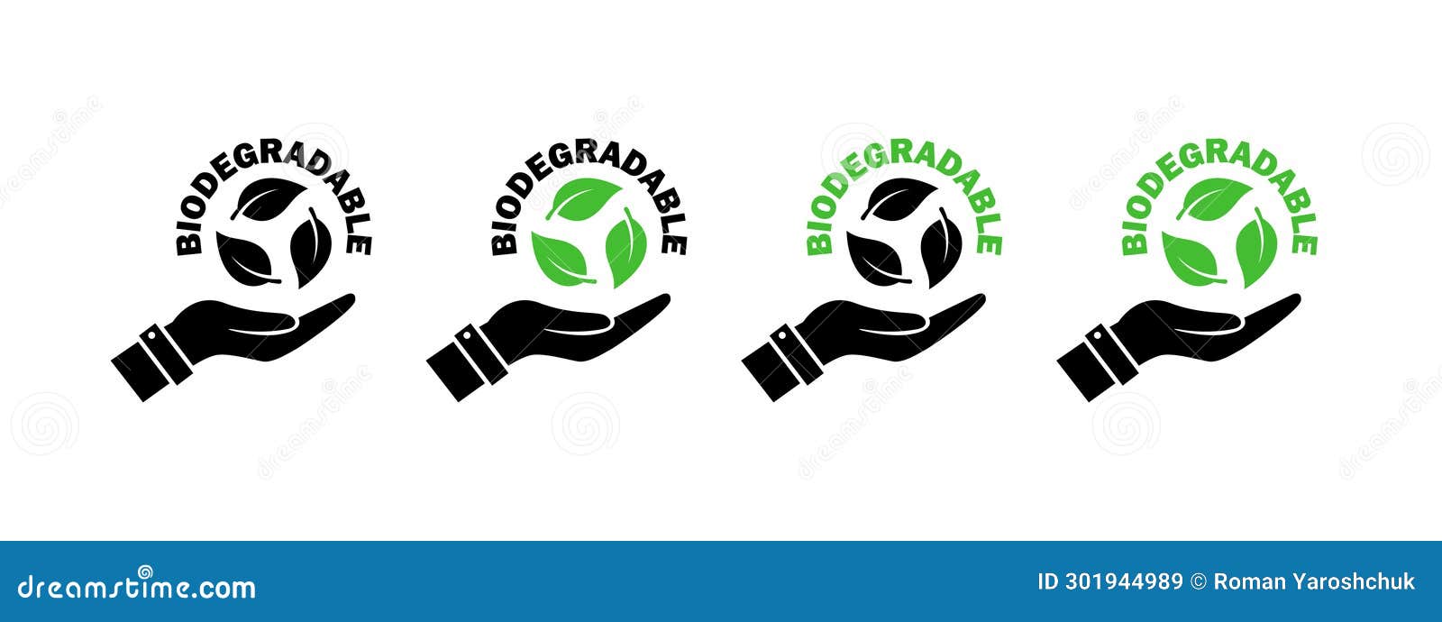 Biodegradable. Hands with Icons. Icons of Reusable Plastic Bio ...