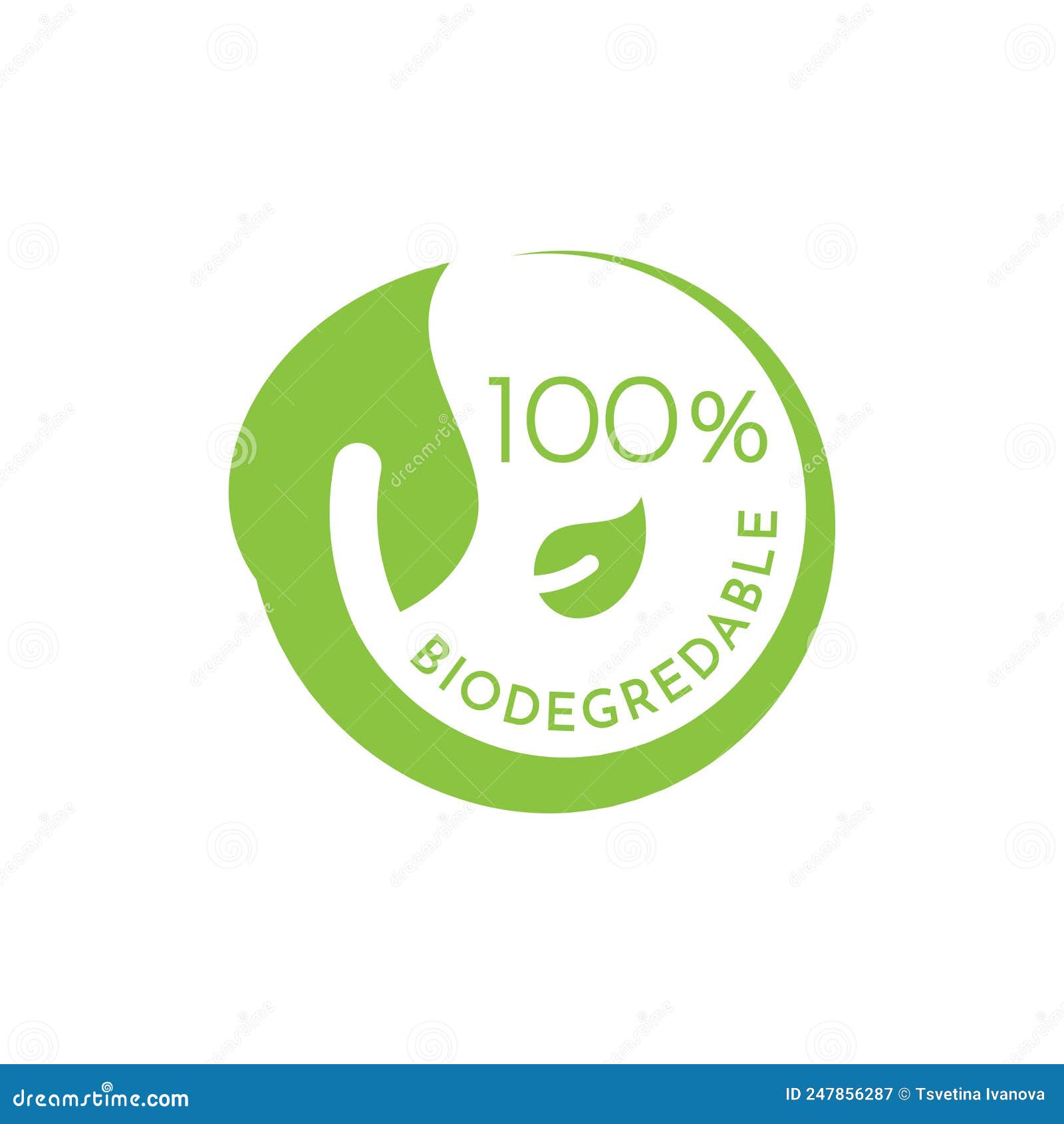Biodegradable Label in Green with Leaf and Circle Stock Vector ...