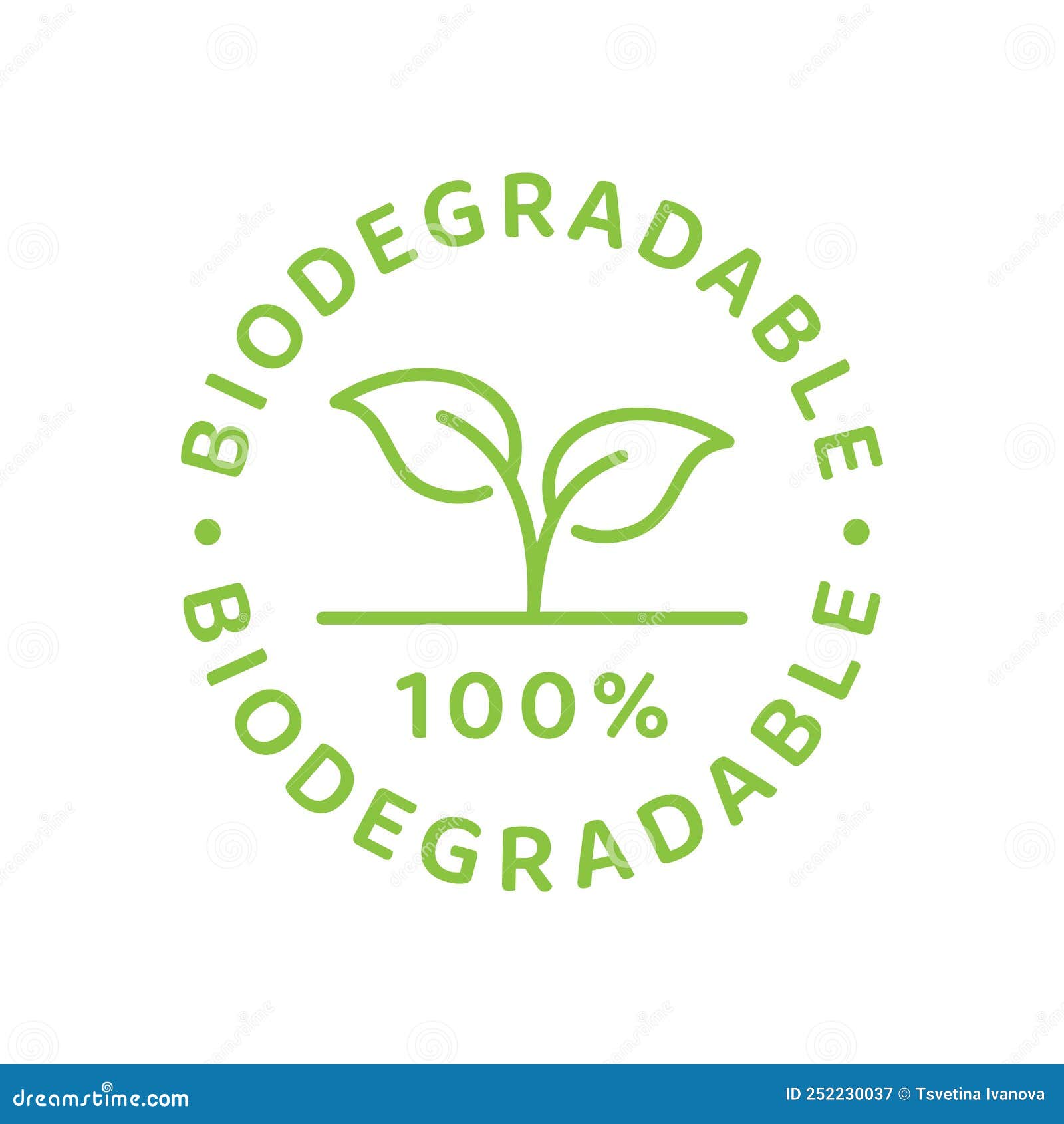 Biodegradable Label in Green with Leaf and Circle Stock Vector ...