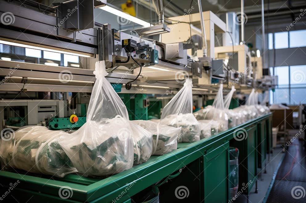 Biodegradable Plastic Bags on a Production Line Stock Photo - Image of ...