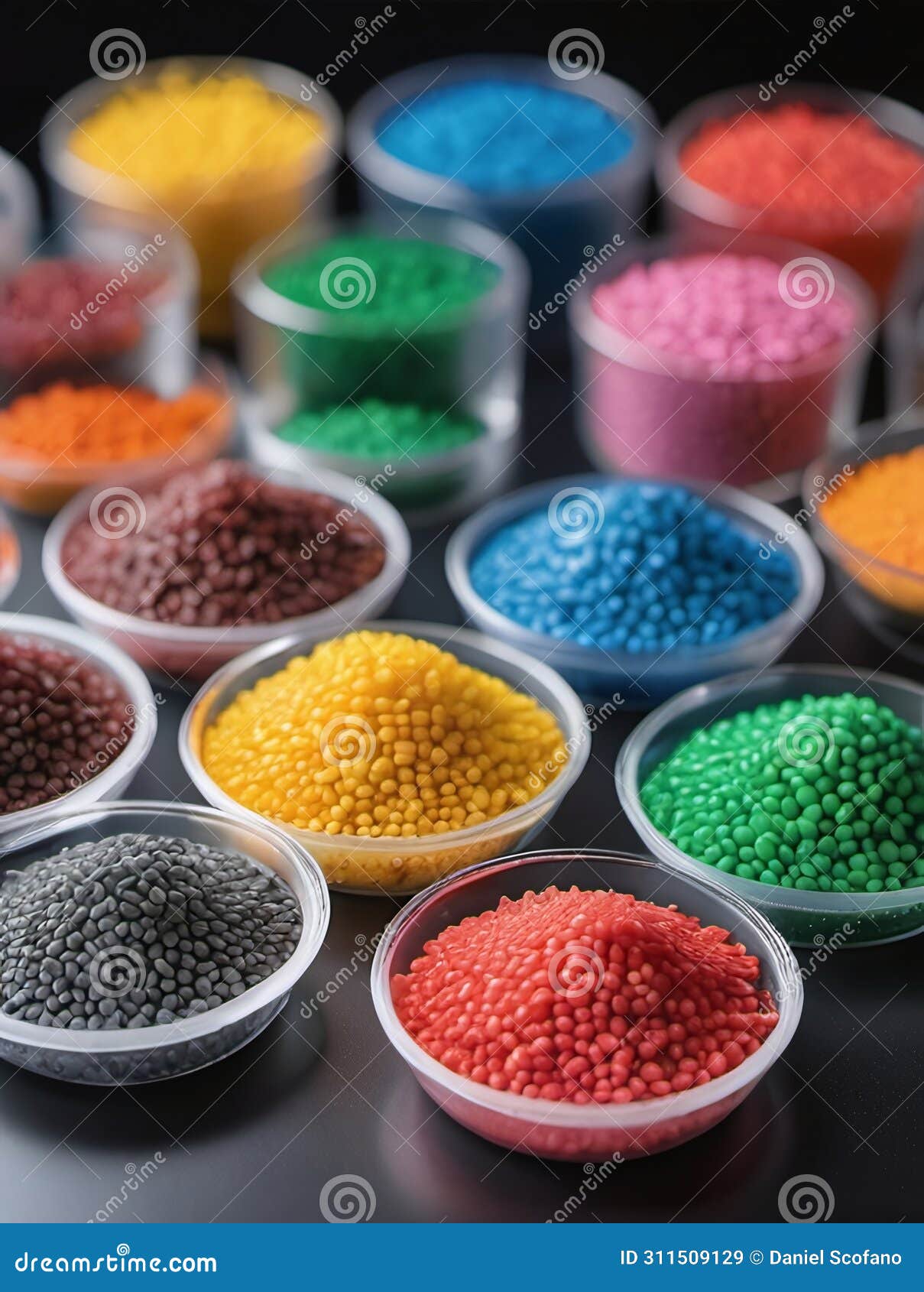 Biodegradable Plastic Granules in a Range of Hues are Spread Out on a ...