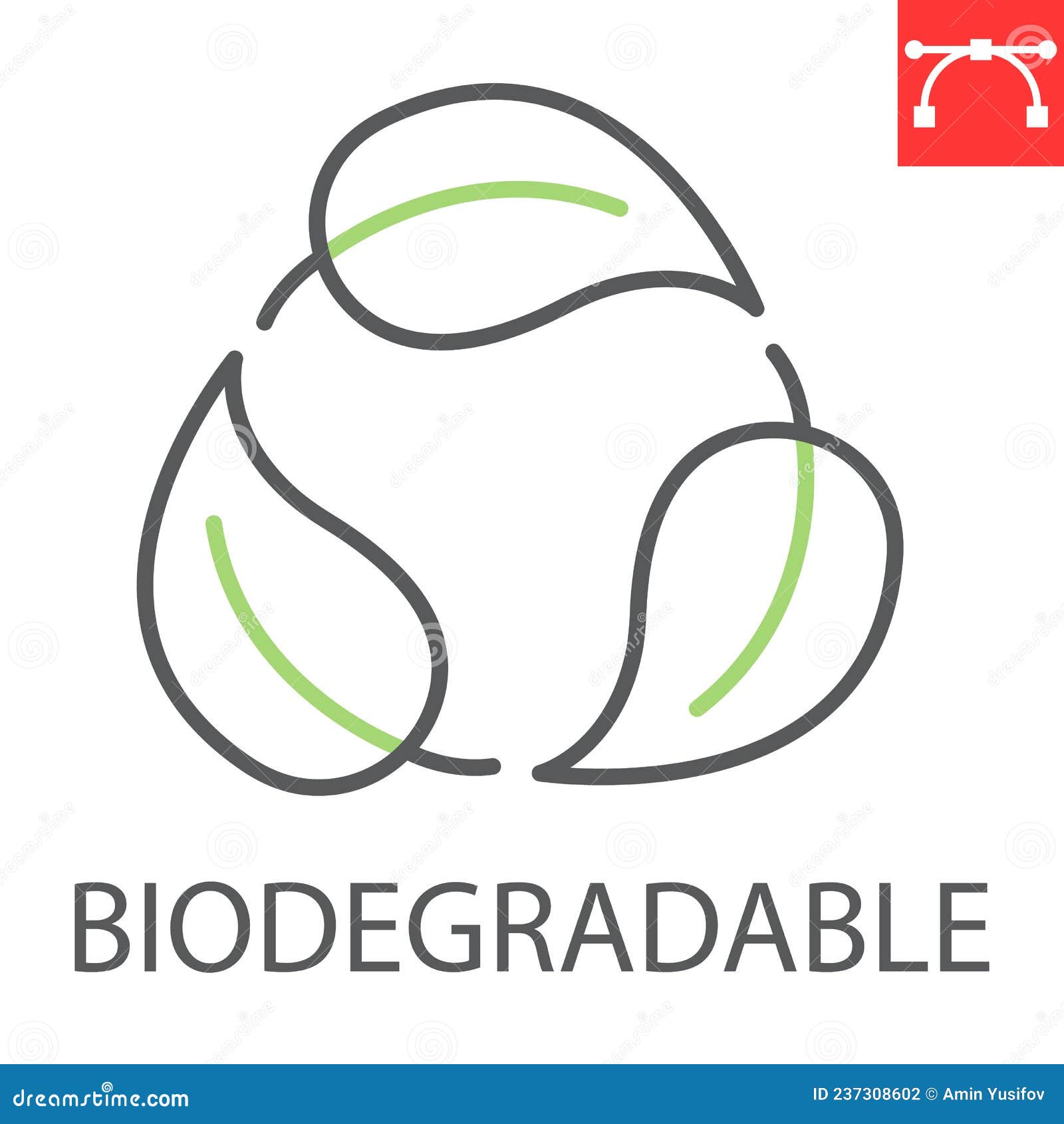 Biodegradable Recyclable Plastic Line Icon Stock Vector - Illustration ...