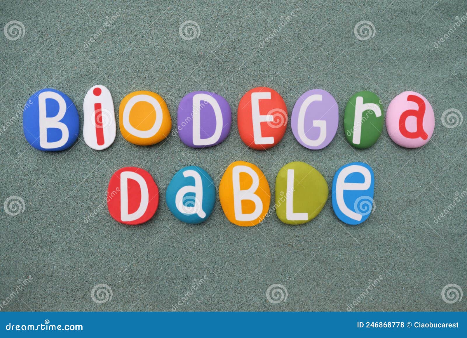 Biodegradable, Environmental Issues Text Composed with Multi Colored ...