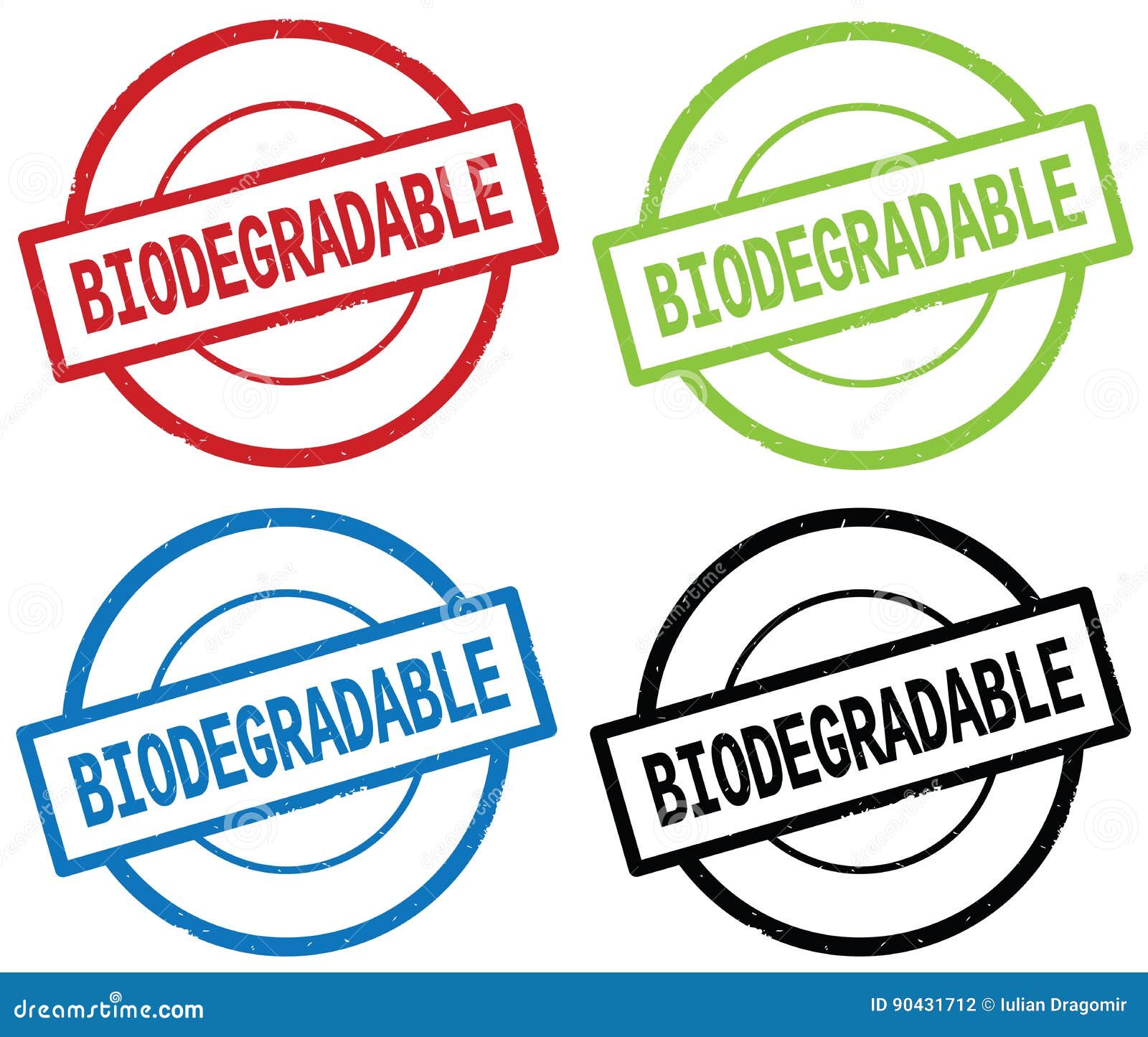 BIODEGRADABLE Text, on Round Simple Stamp Sign. Stock Illustration ...