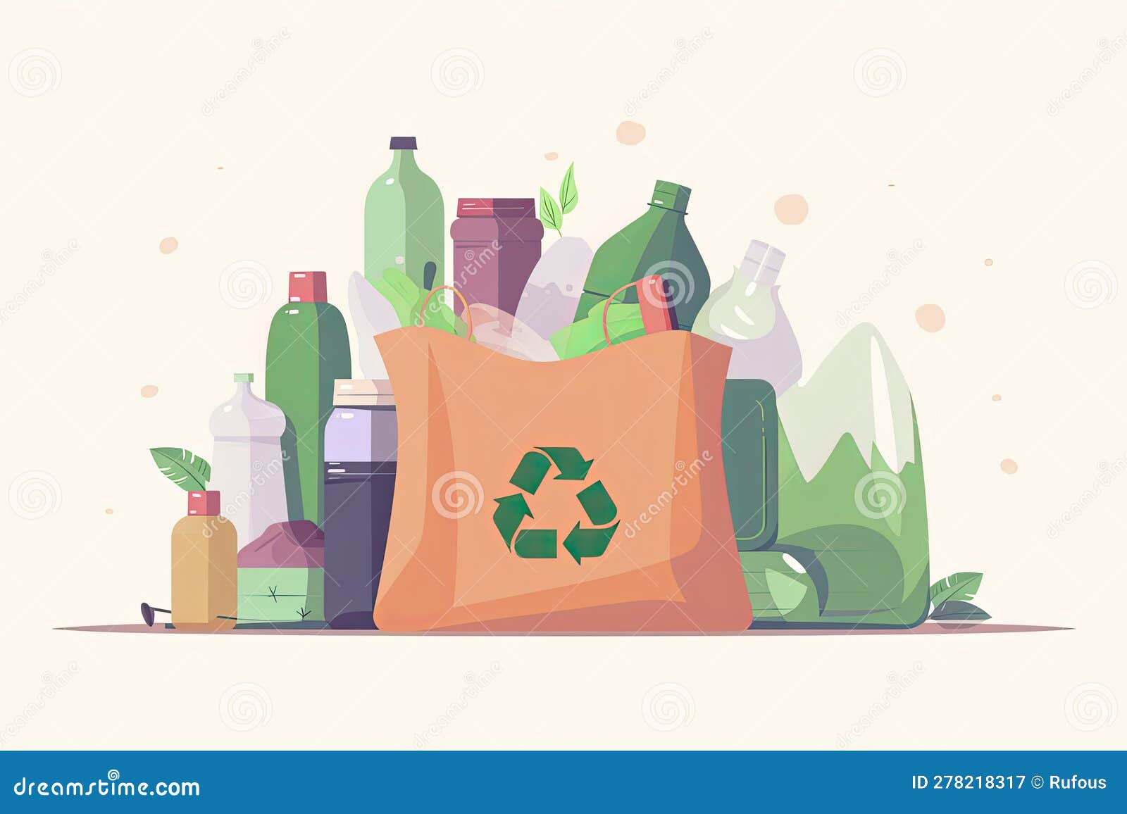 Biodegradable Vector Illustration Flat Small Bag Recycle Individual ...